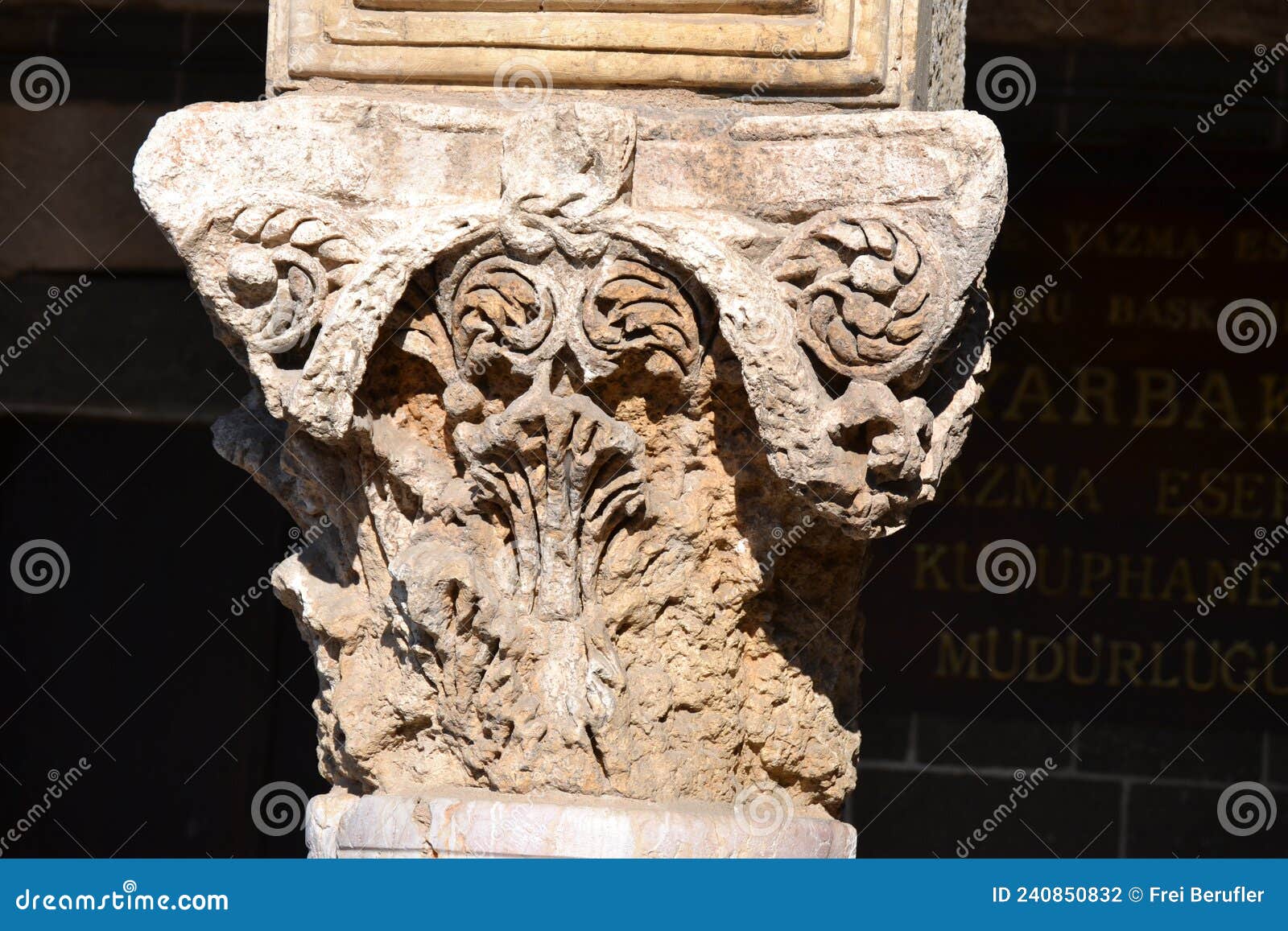 Column Decoration with Engravings, Mostly Depicting Flowers, Leaves or ...