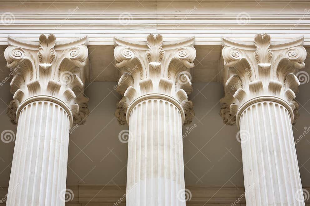 Column Details with Fluted Pattern and Intricate Capitals Stock ...