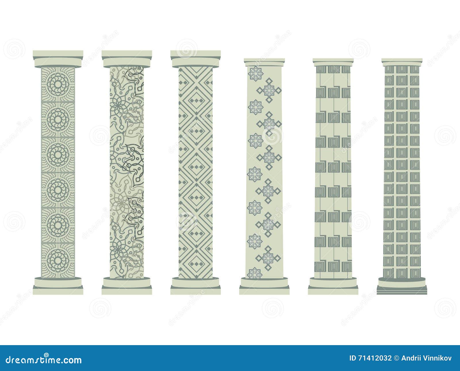 Column. Doric, Roman Style. Set Columns With Patterns. Vector ...