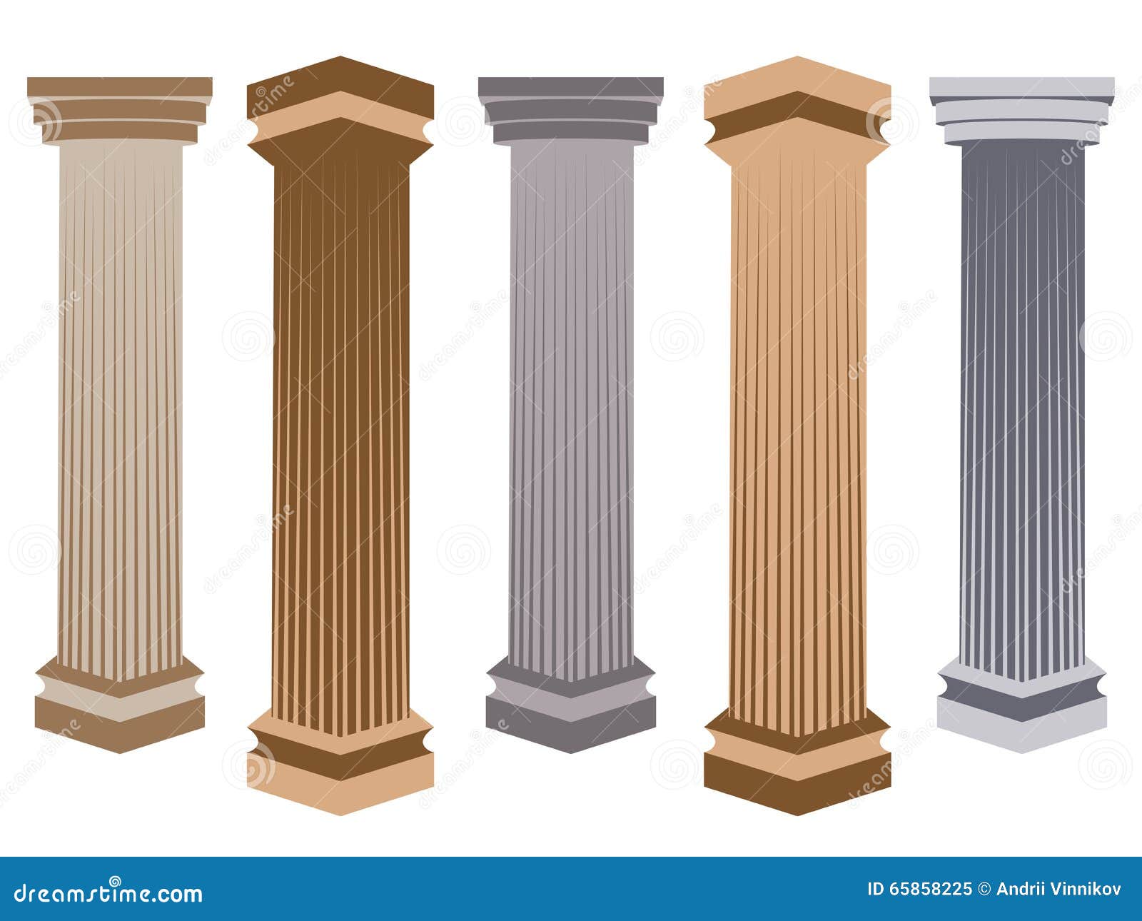 Column. Doric, Roman Style. Set Columns With Patterns. Vector ...