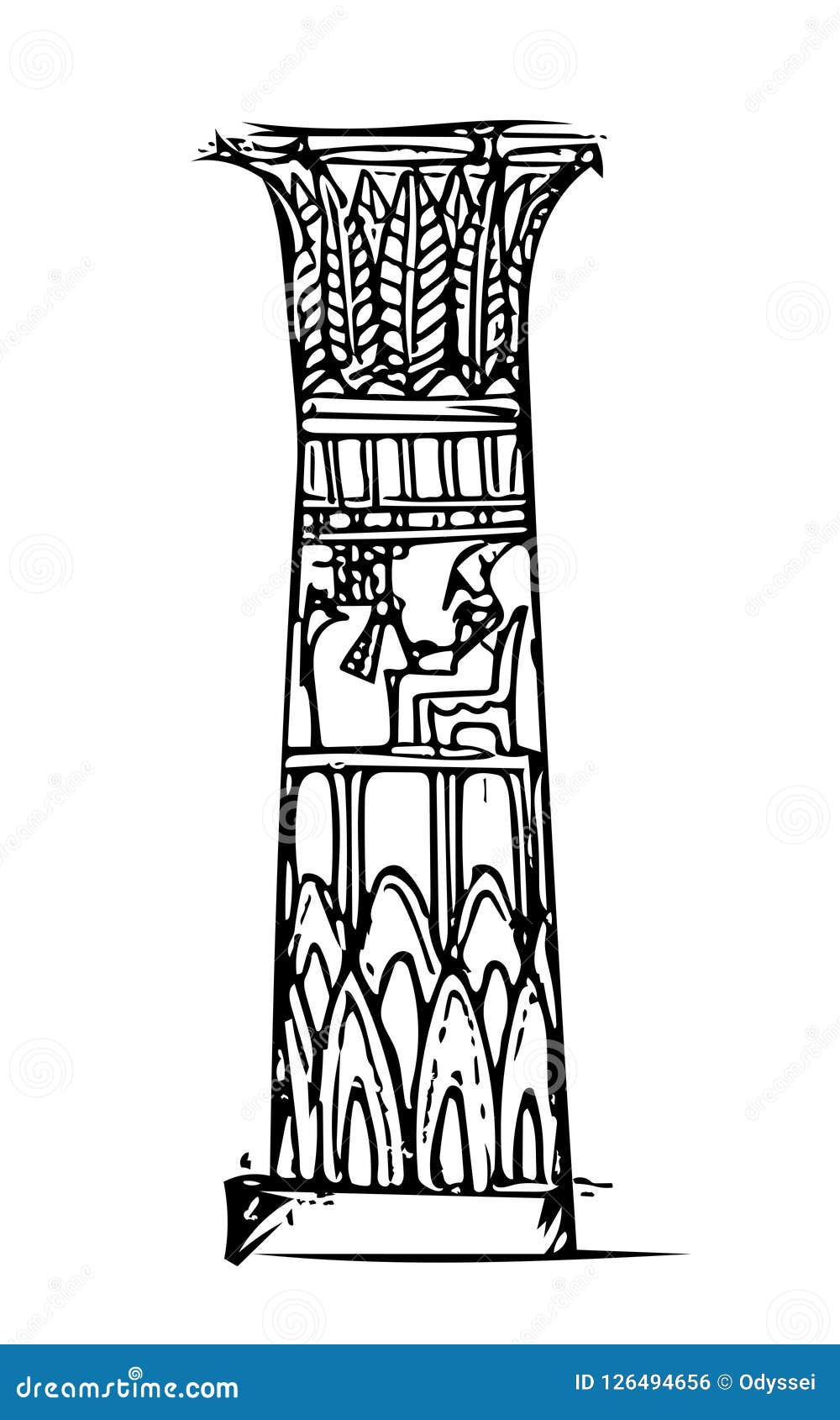 The Column in the Egyptian Temple Stock Vector - Illustration of ...