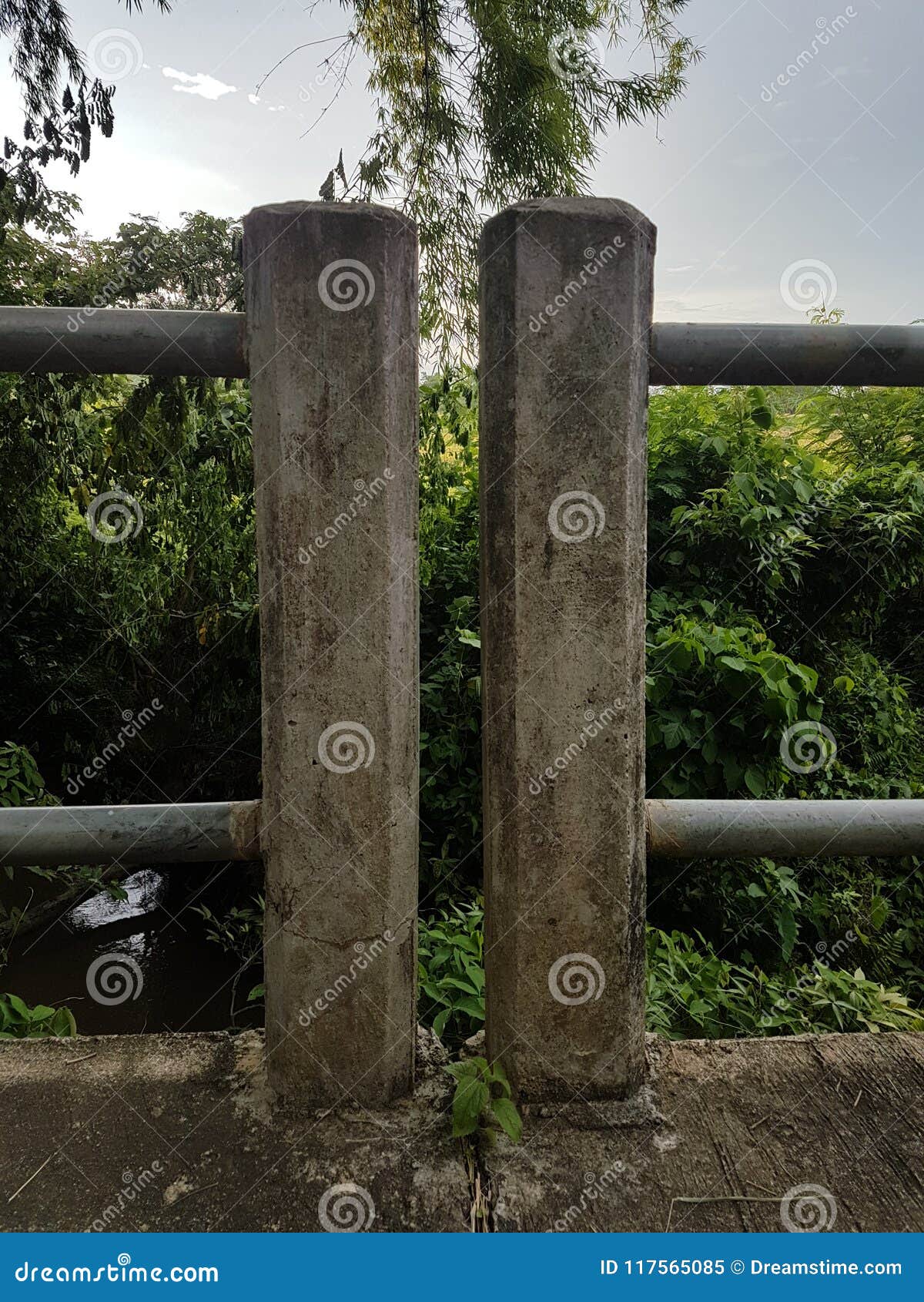 Column fence of bridge stock image. Image of landscape - 117565085