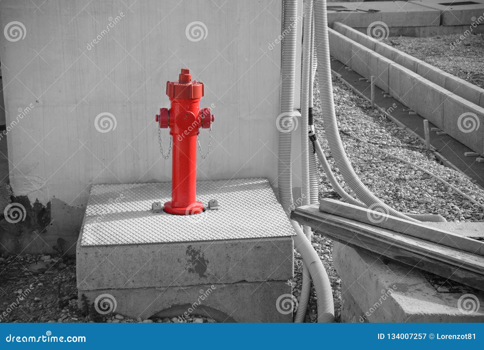 Column Fire Long a Construnction Site, Black and White Effect Stock ...