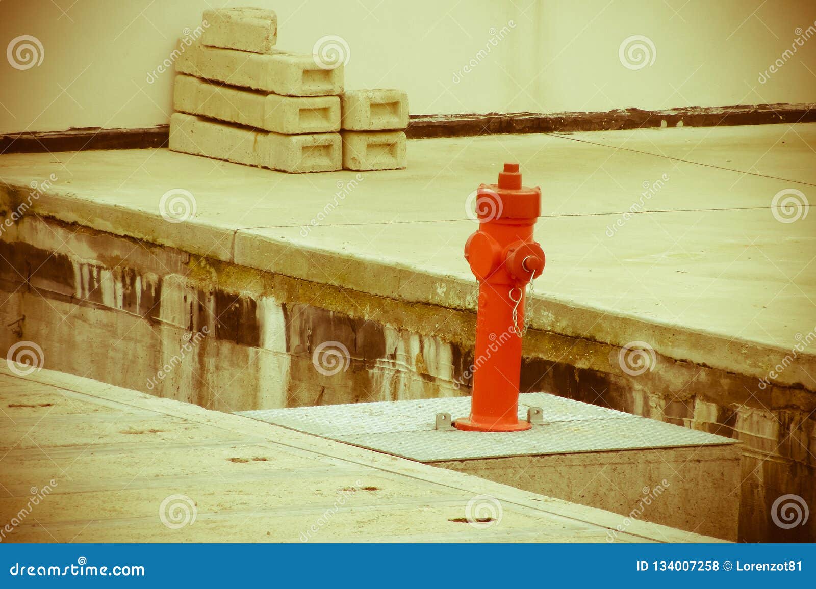 Column Fire Long a Construnction Site, Denim Effect Stock Photo - Image ...