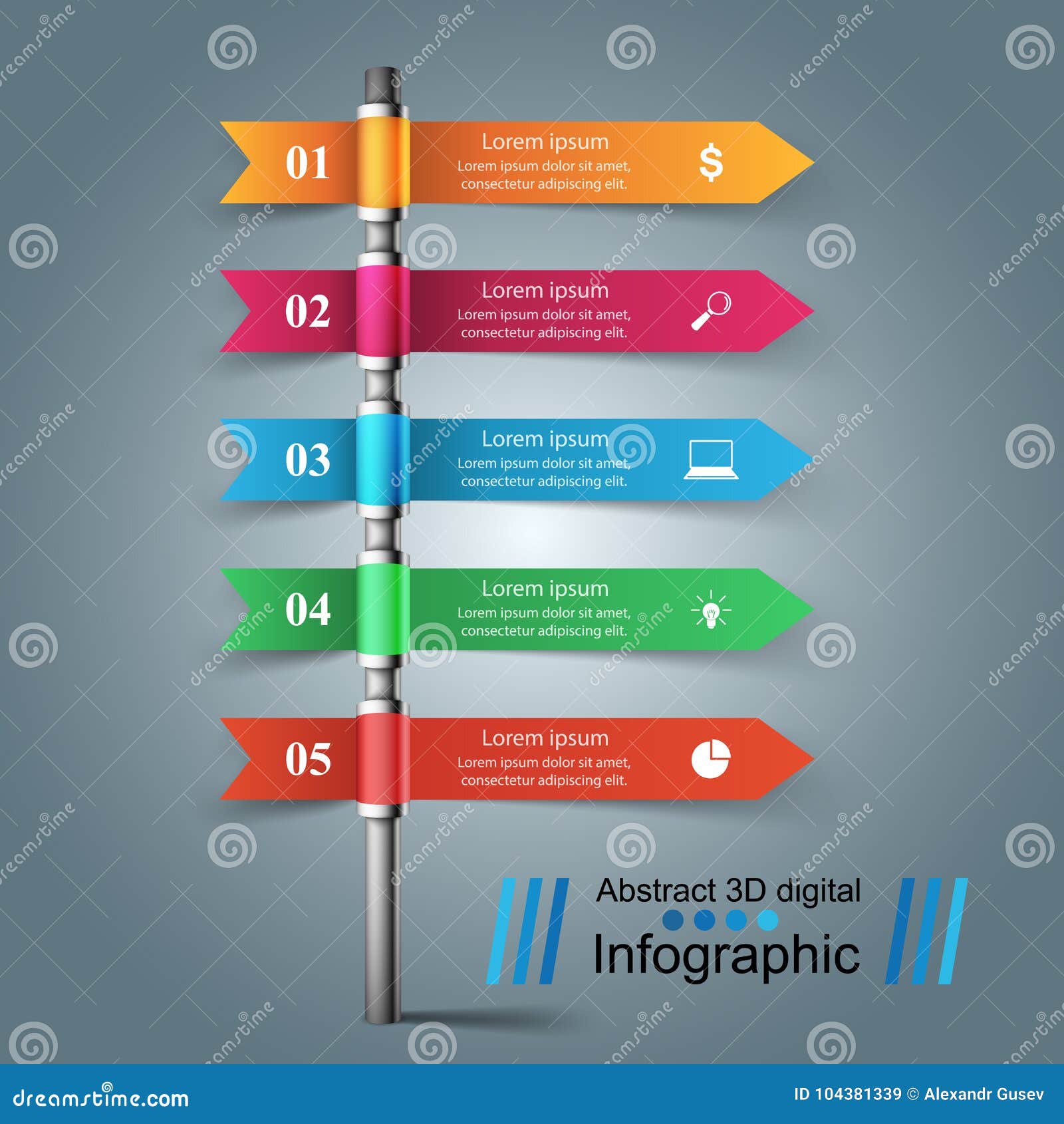 Five Paper White Overlapping Arrows Placed In Horizontal Row. Concept ...