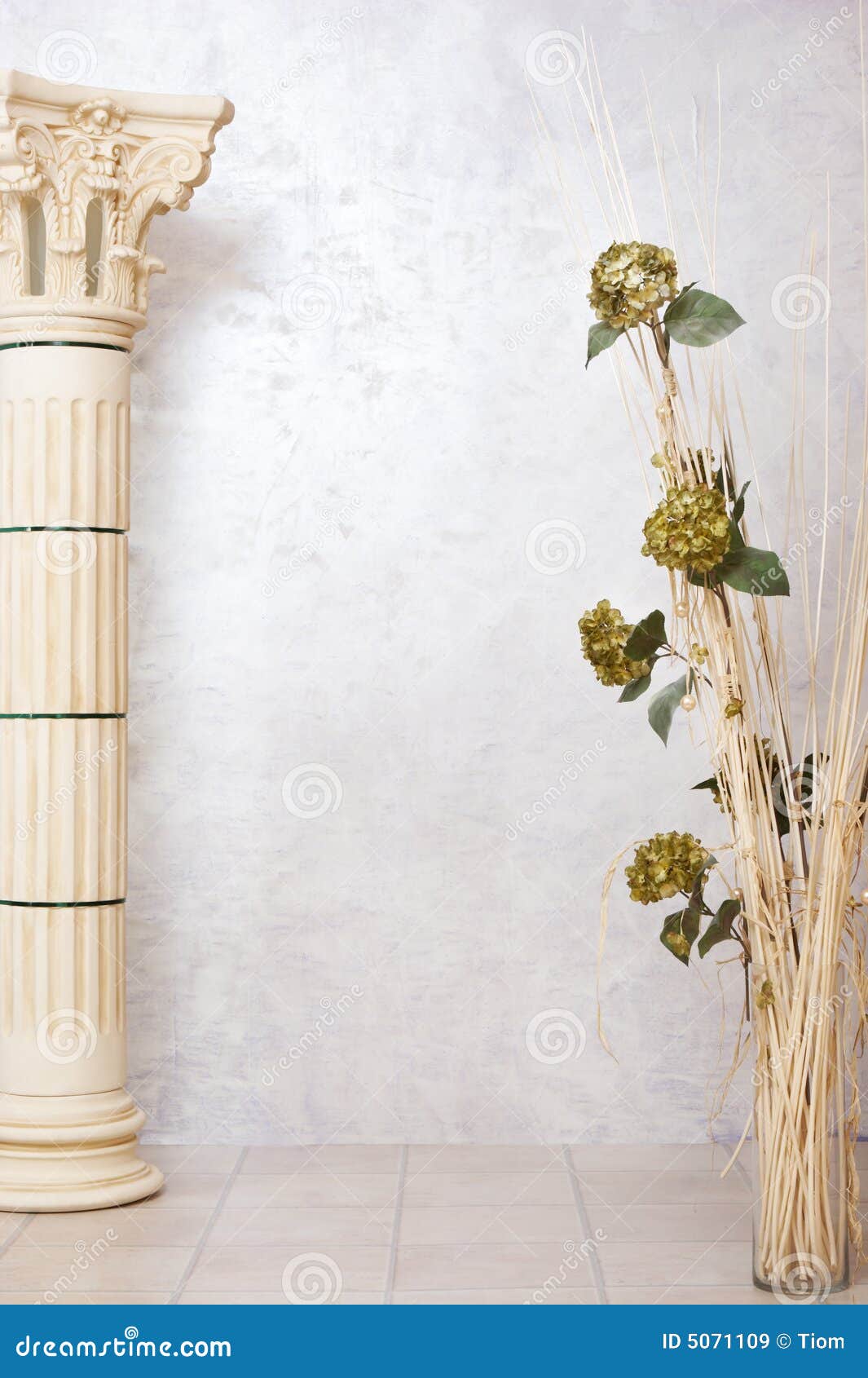 Column with flowers stock image. Image of antique, indoors - 5071109