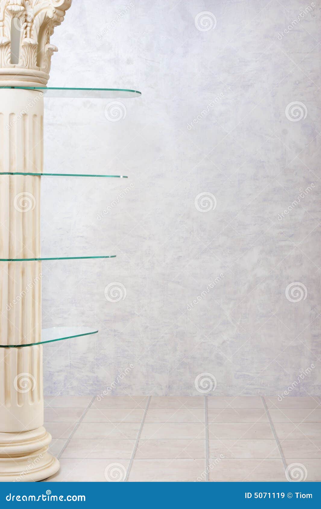 Column with glass shelfs stock image. Image of fashioned - 5071119