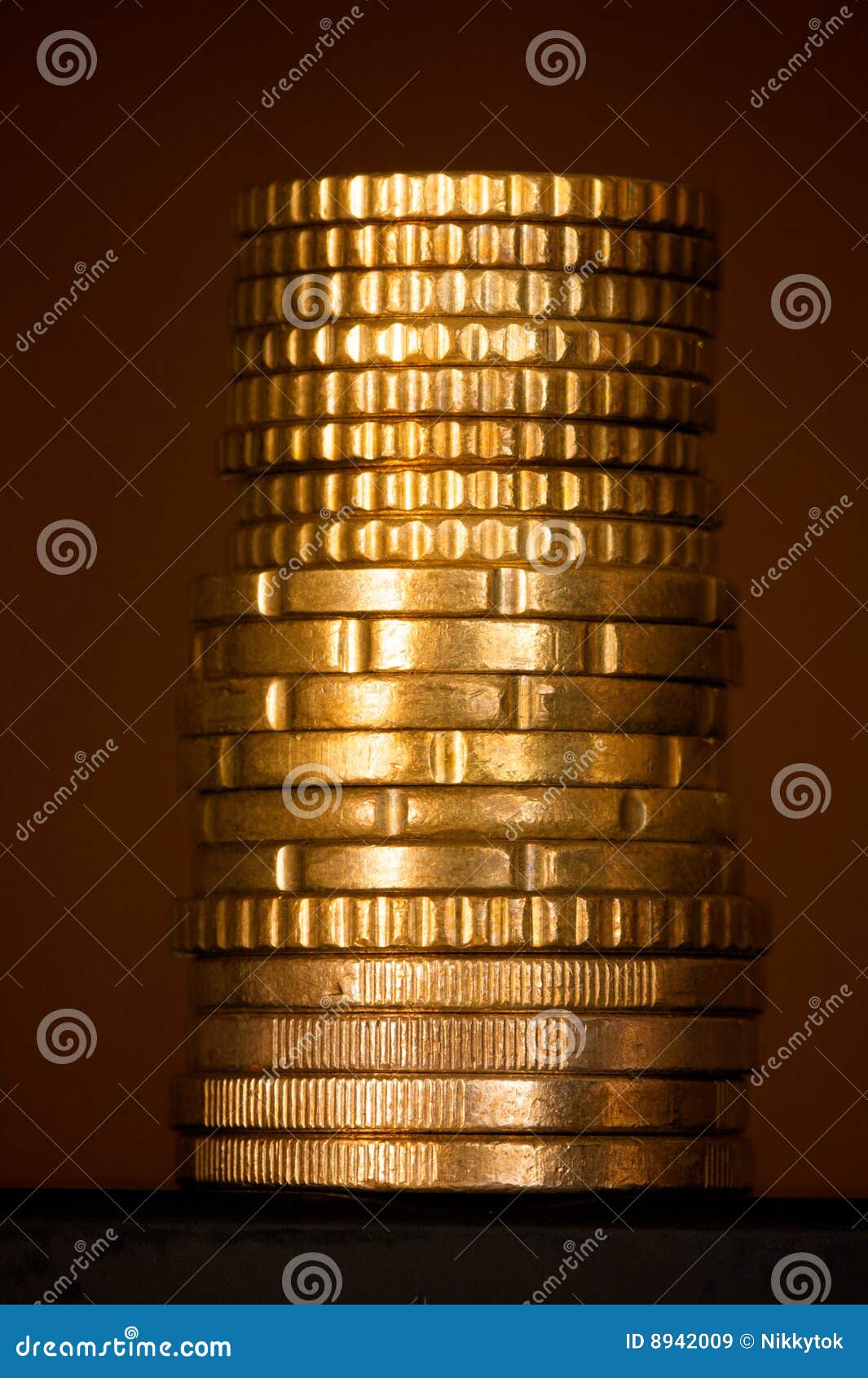 Column of golden money stock image. Image of fortune, coin - 8942009