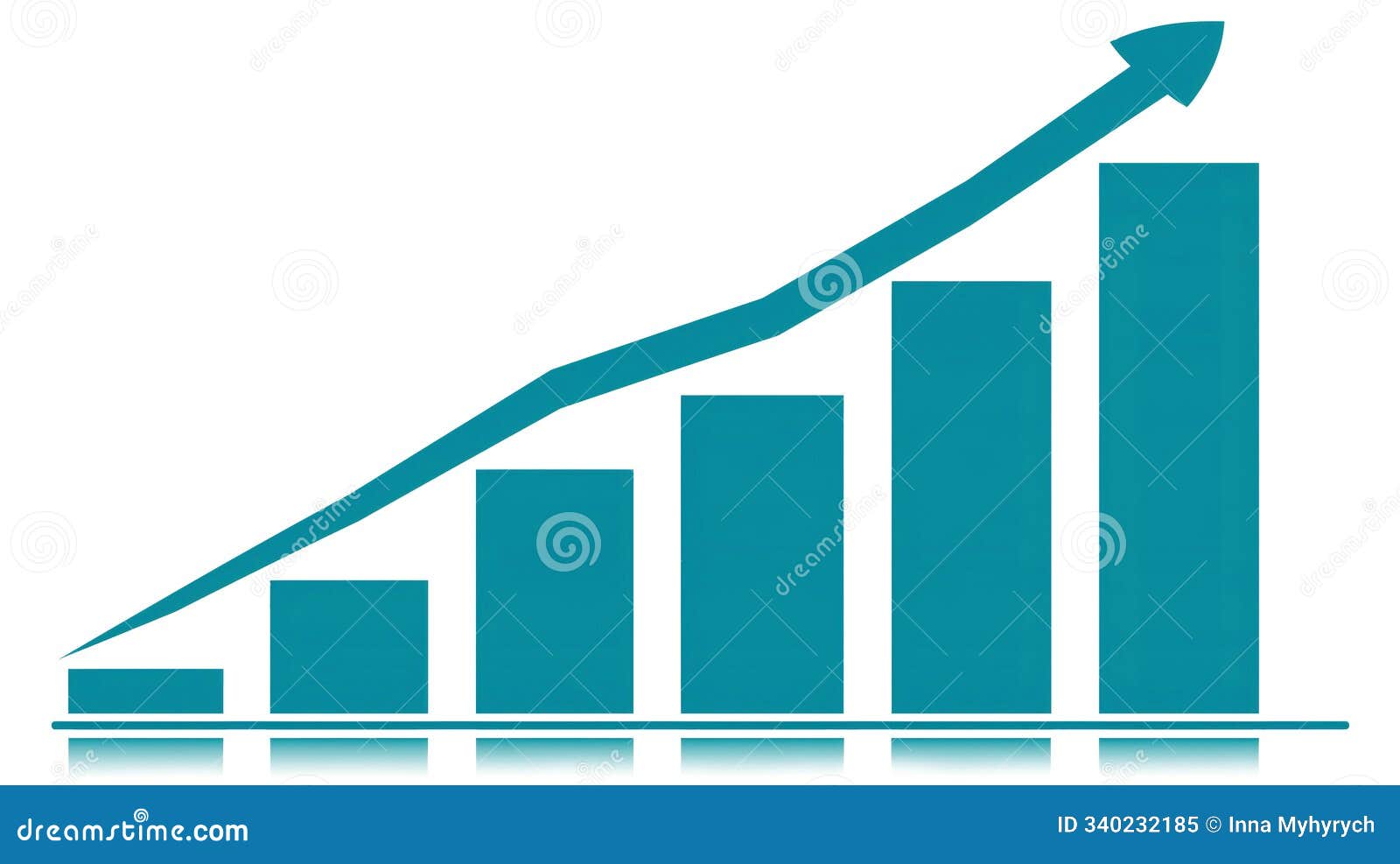 Column Graph with Arrow Showing Progress, Success, Increase. Sales ...