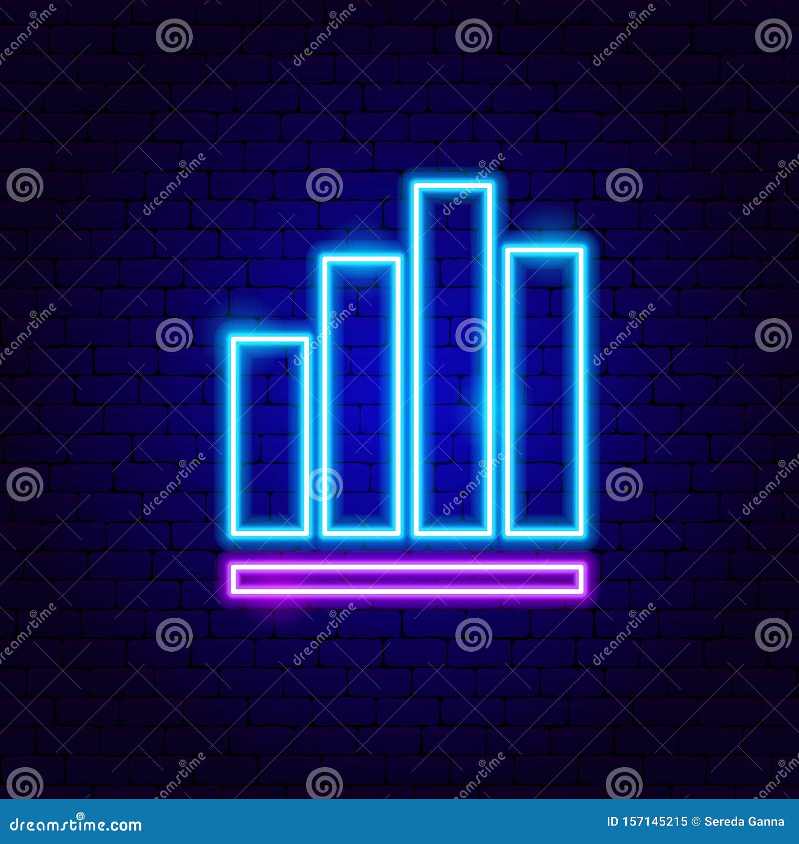 Graph With Neon Periodic Sinusoidal Curve On Blue Background With ...
