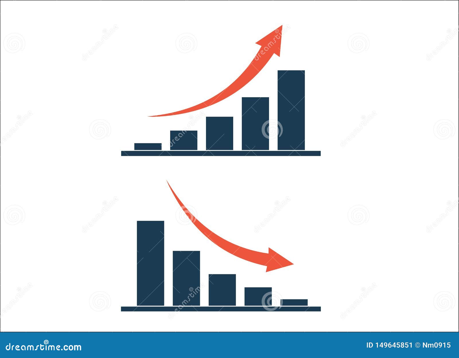 Column Growth and Decrease Charts with Arrows Isolated Icon Stock Vector - Illustration of ...