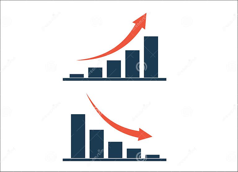 Column Growth and Decrease Charts with Arrows Isolated Icon Stock ...