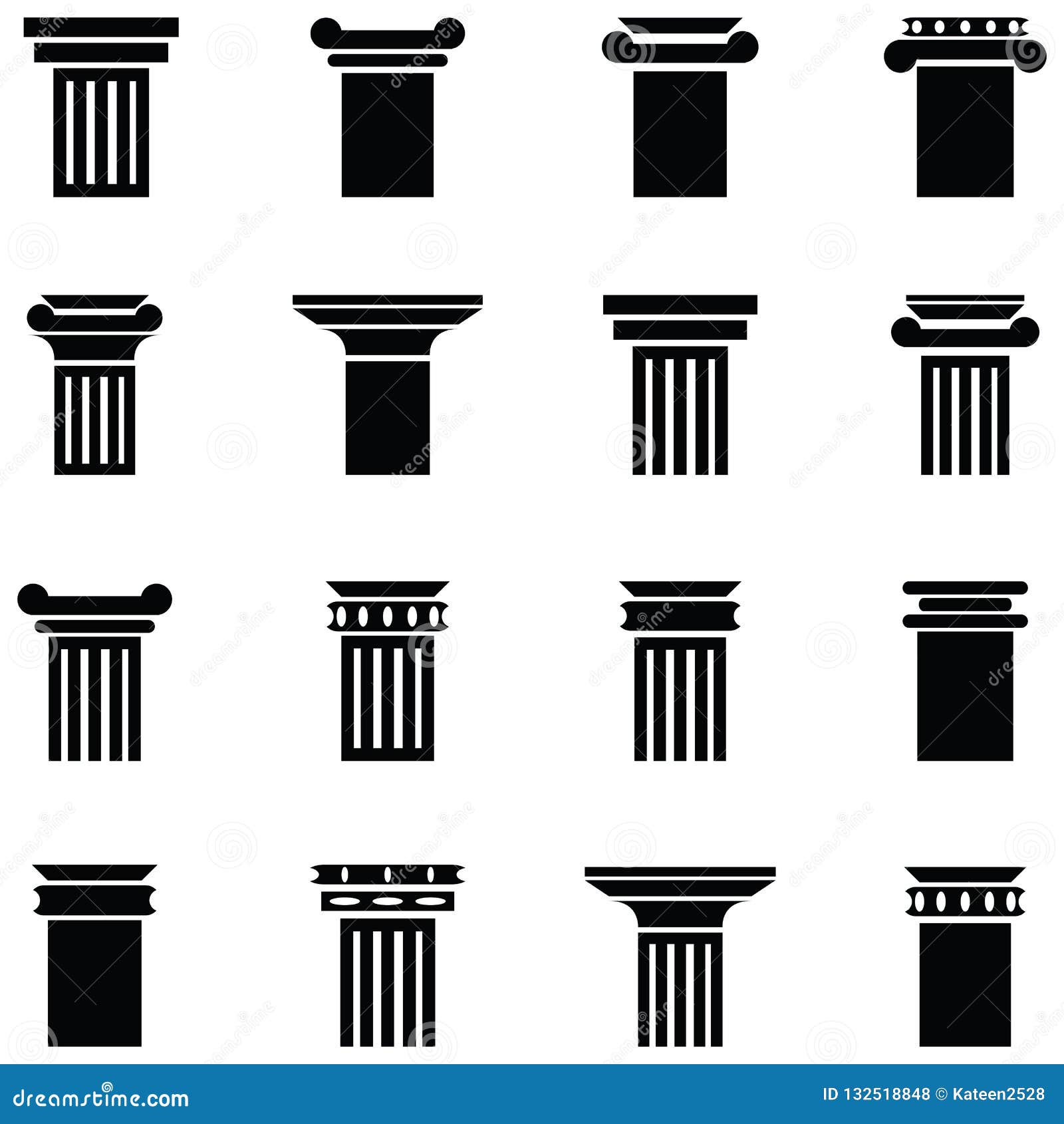 The column icon set stock vector. Illustration of vector - 132518848