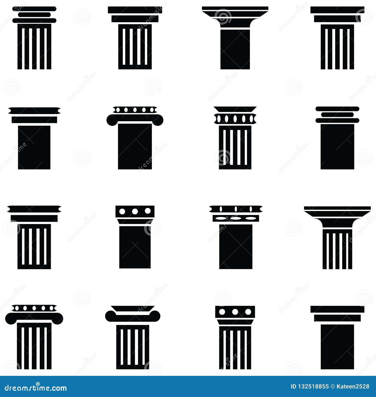 The column icon set stock vector. Illustration of architecture - 132518855