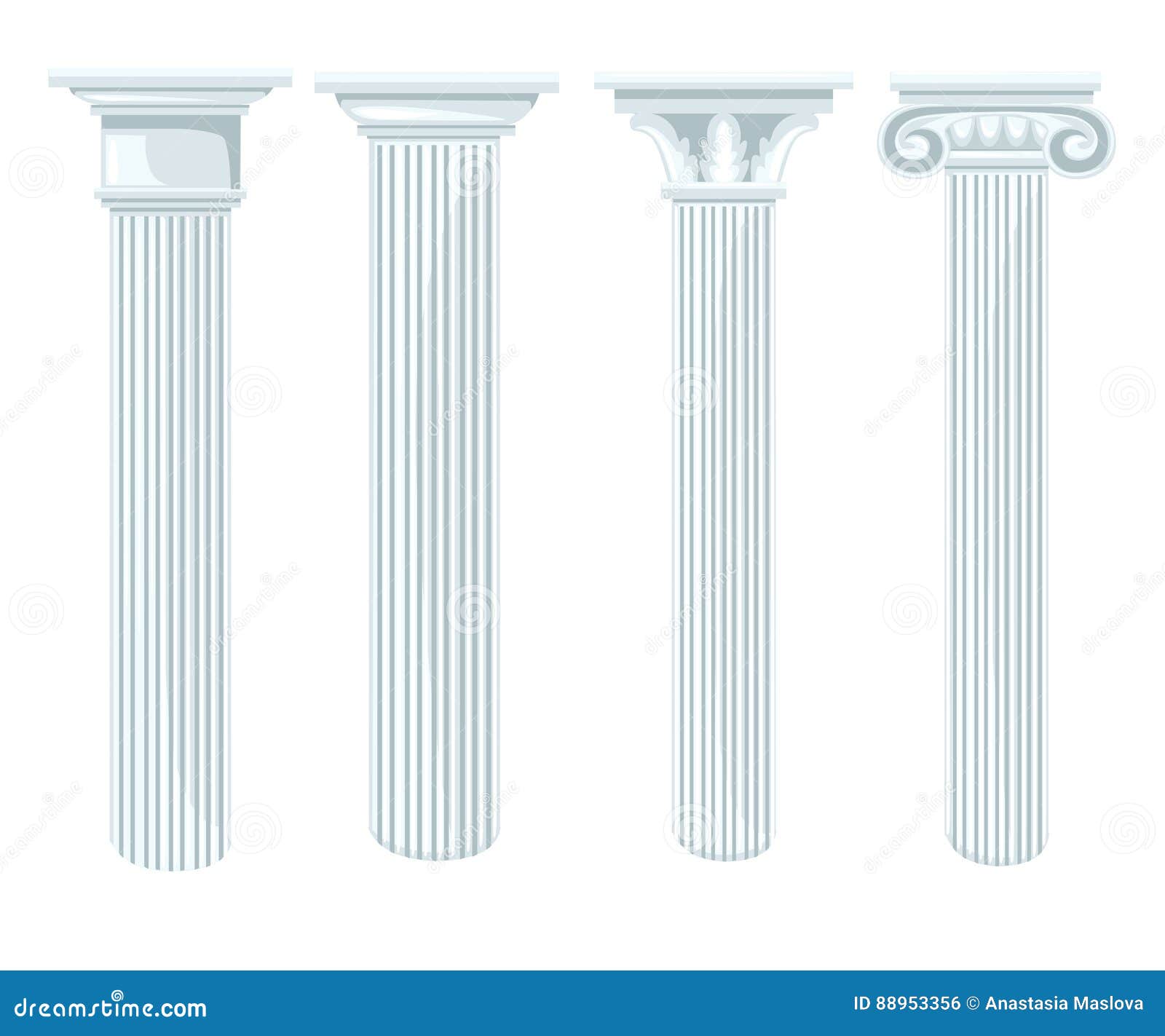 Column Icon Set for Interiors Flat Design Style Illustration. Stock ...