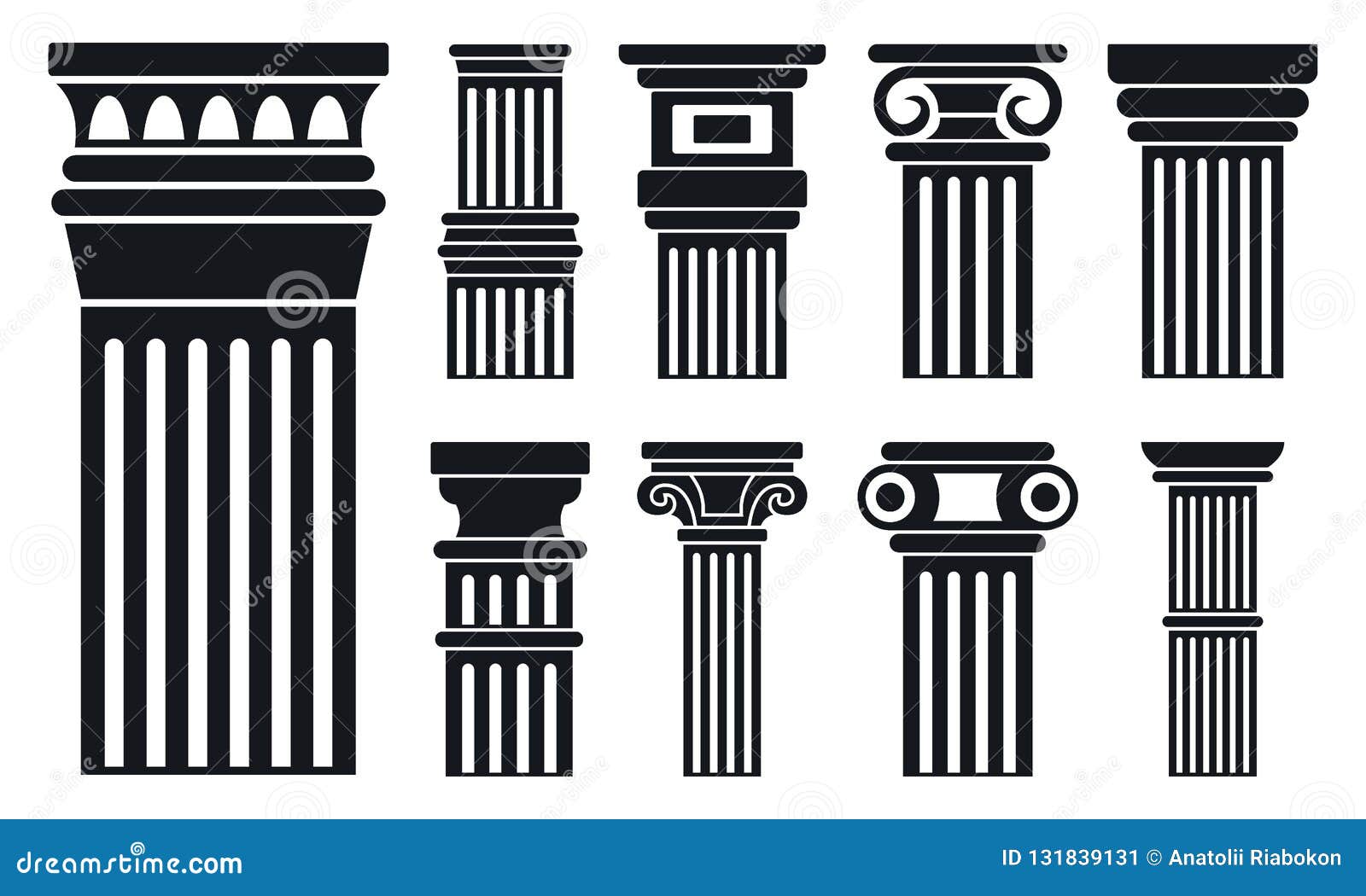 Column Icon Set, Simple Style Stock Vector - Illustration of bank ...