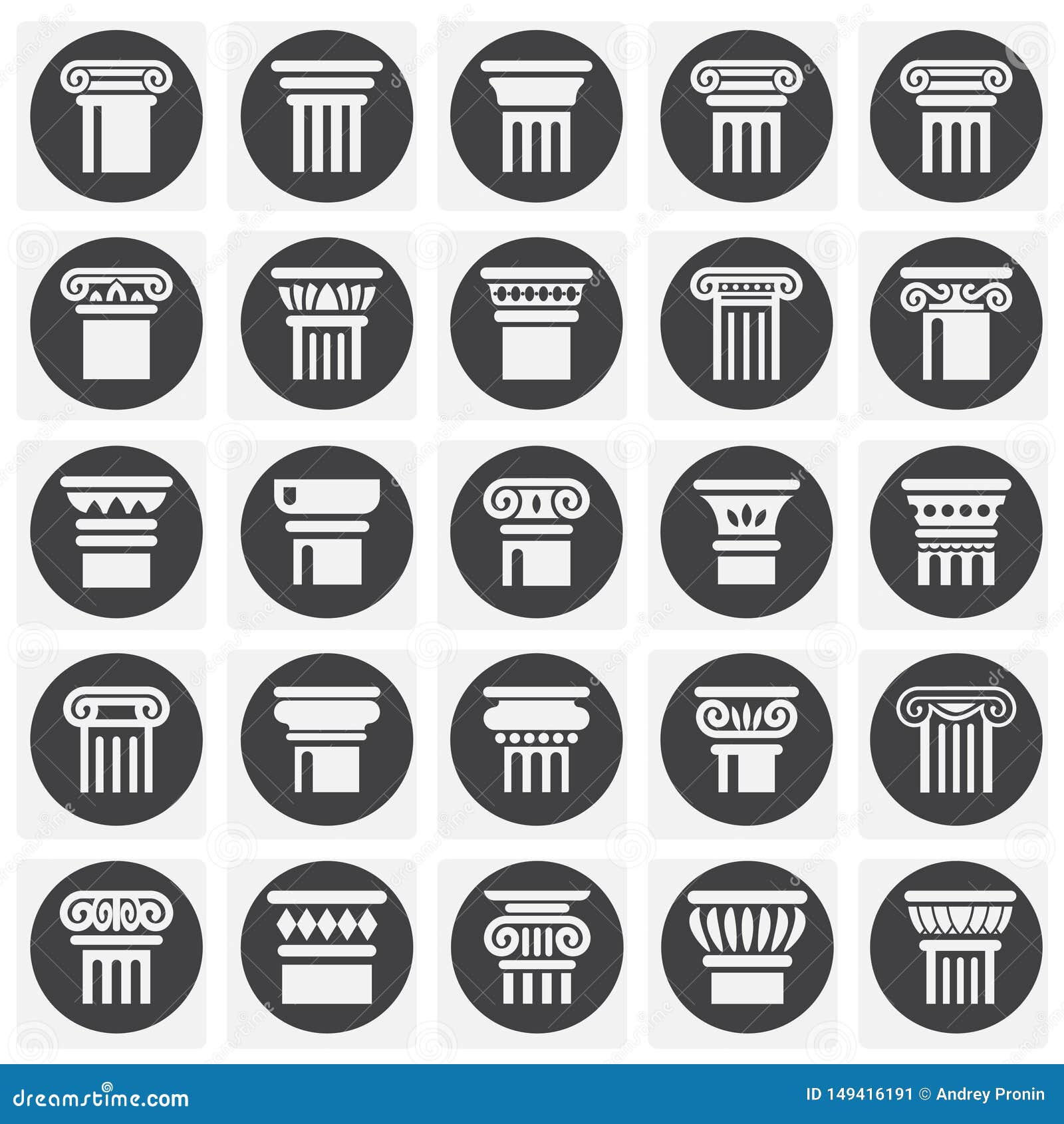 Column Icons Set on Background for Graphic and Web Design. Simple ...