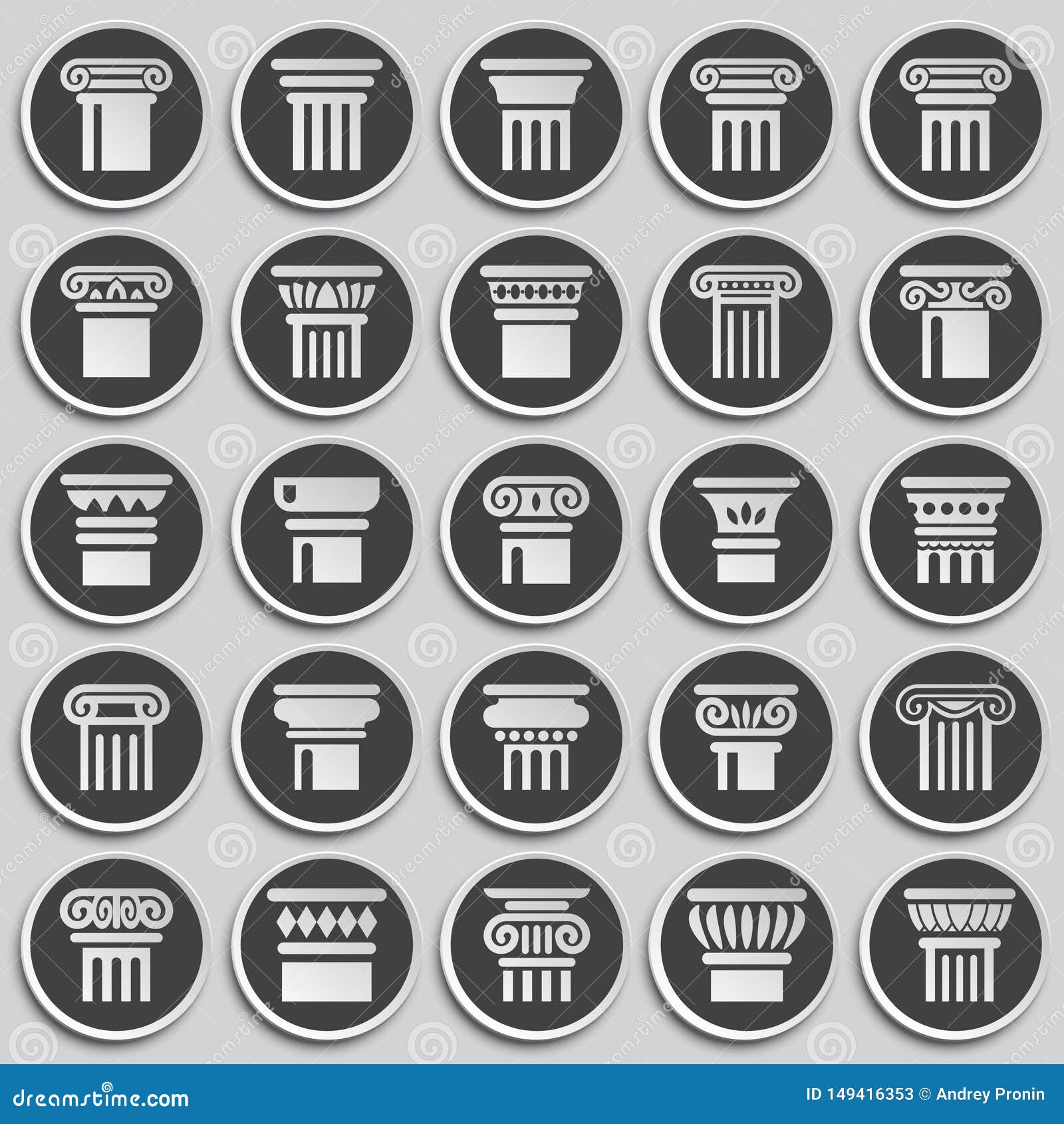 Column Icons Set on Background for Graphic and Web Design. Simple ...