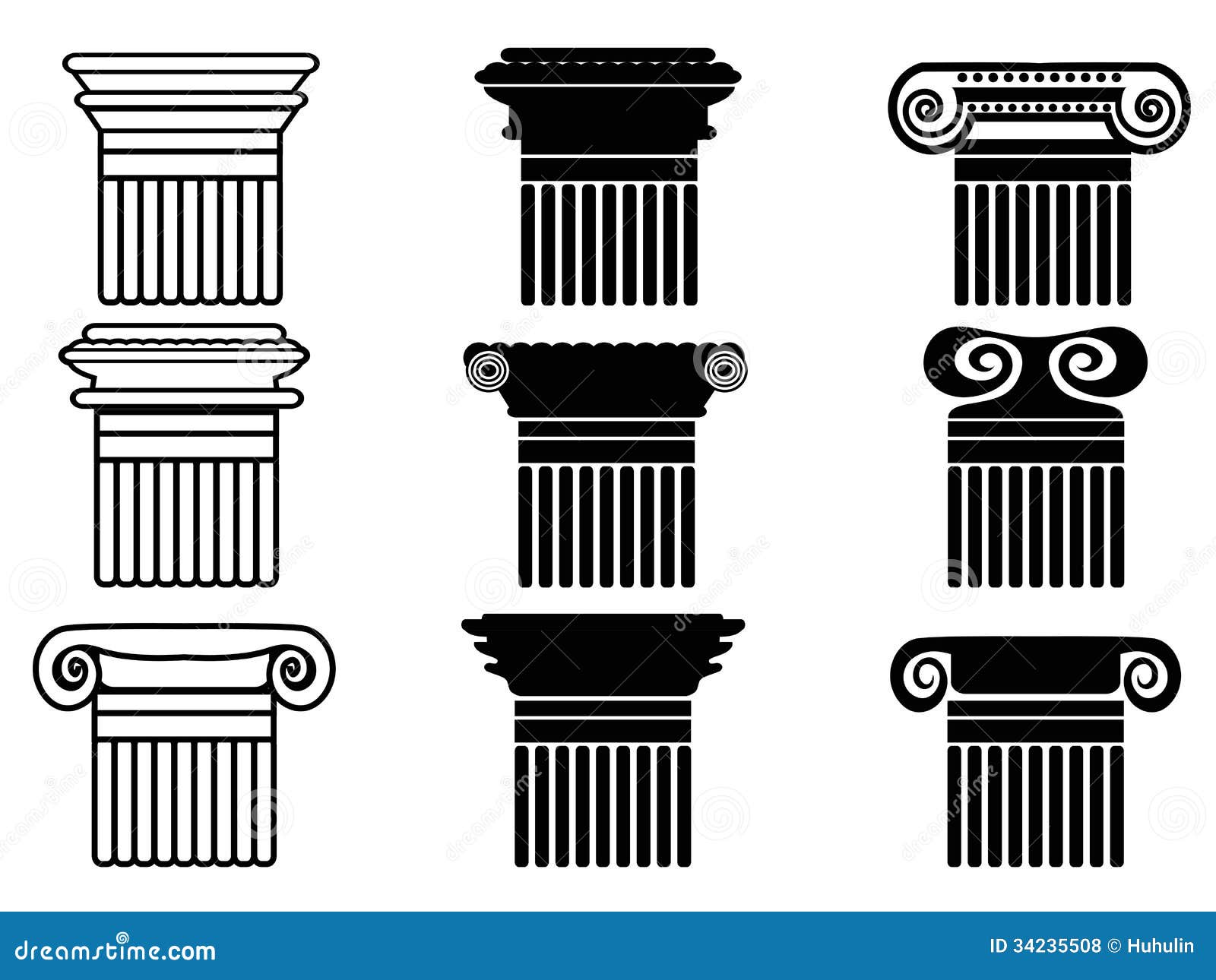 Column icons set stock vector. Illustration of construction - 34235508