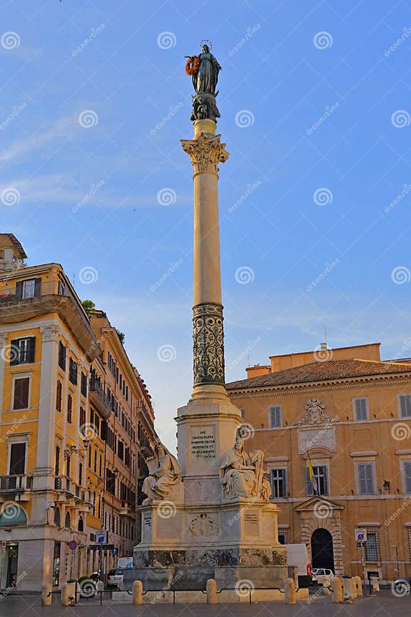 Column of the Immaculate Conception Monument at Piazza Di Spagna Rome ...