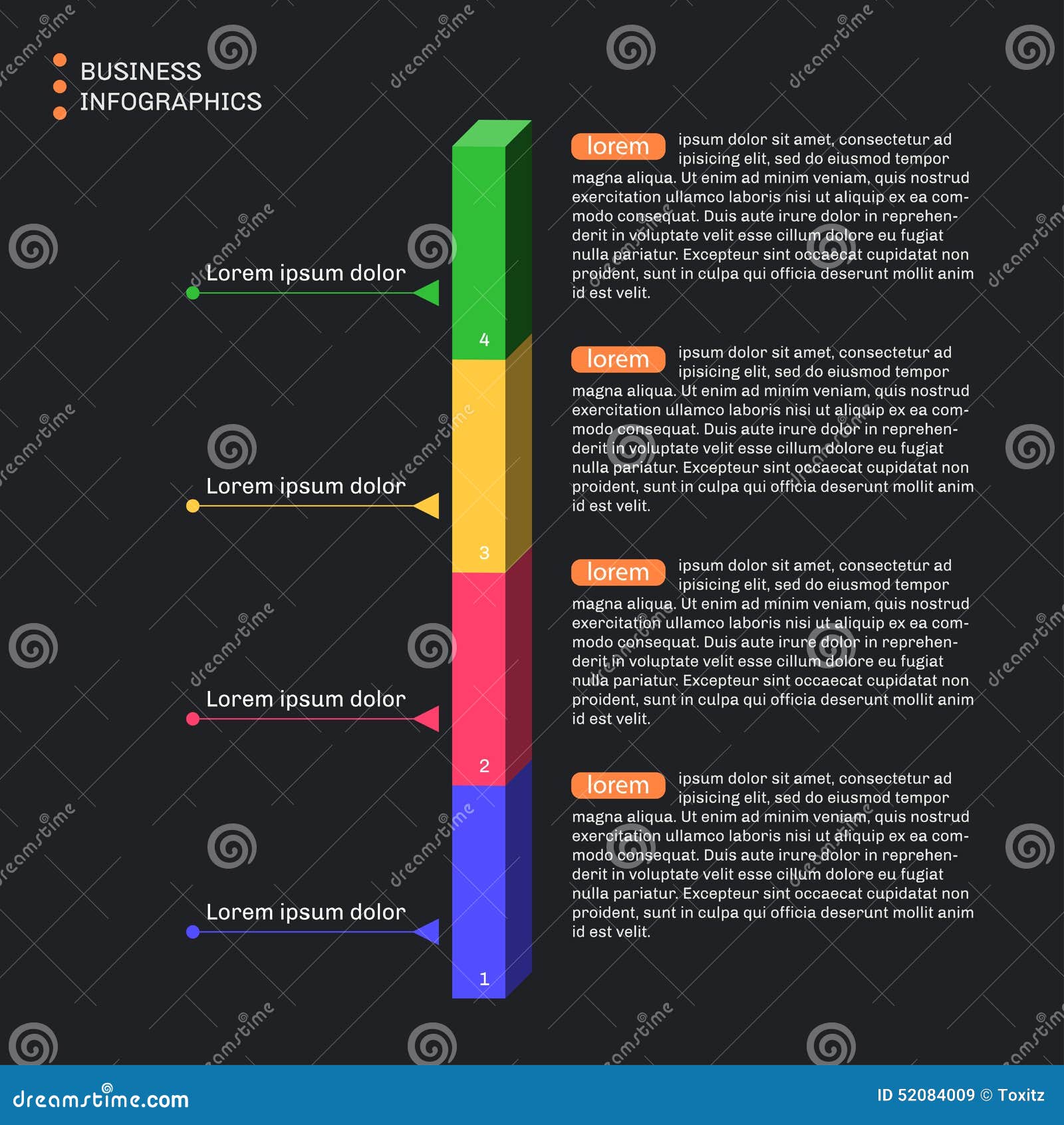 Column Infographics. Flat Style. Box Design Stock Vector - Illustration ...
