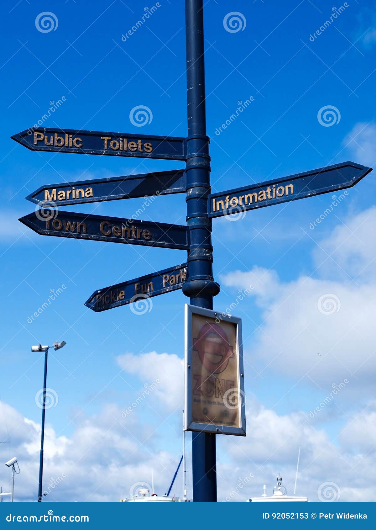Column with Information Signs of Direction Stock Image - Image of ...