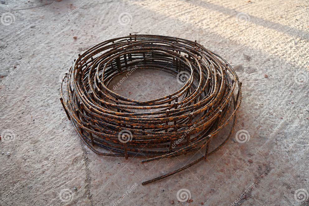 Column Lintel Wire on Cement Ground. Stock Image - Image of silver ...