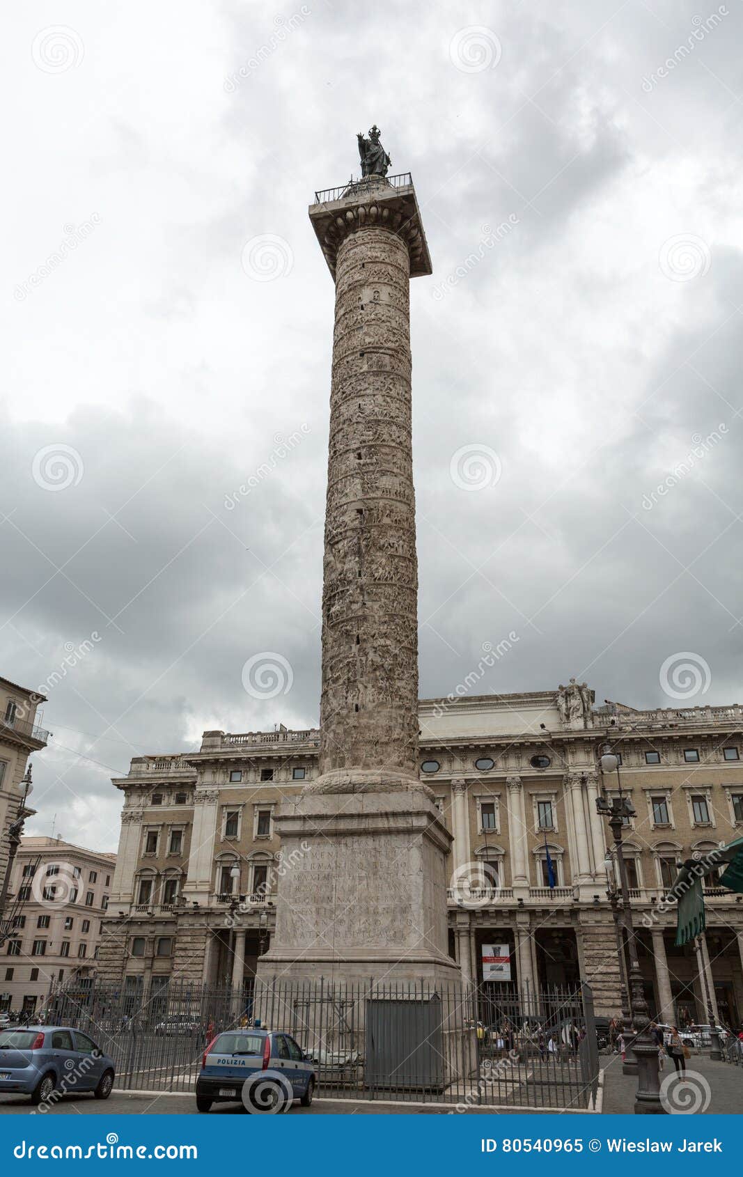 The Column of Marcus Aurelius in Piazza Colonna. Rome Editorial Image ...