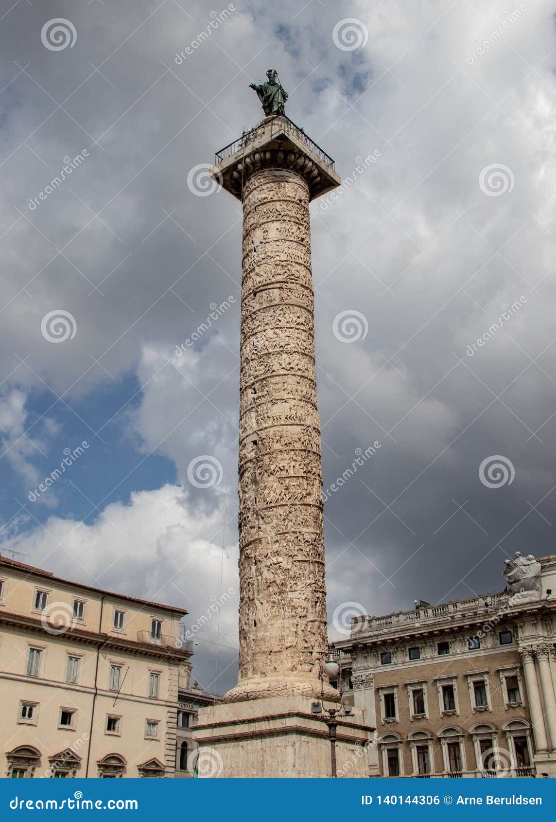 Column of Marcus Aurelius in Rome Stock Photo - Image of colonna, italy ...