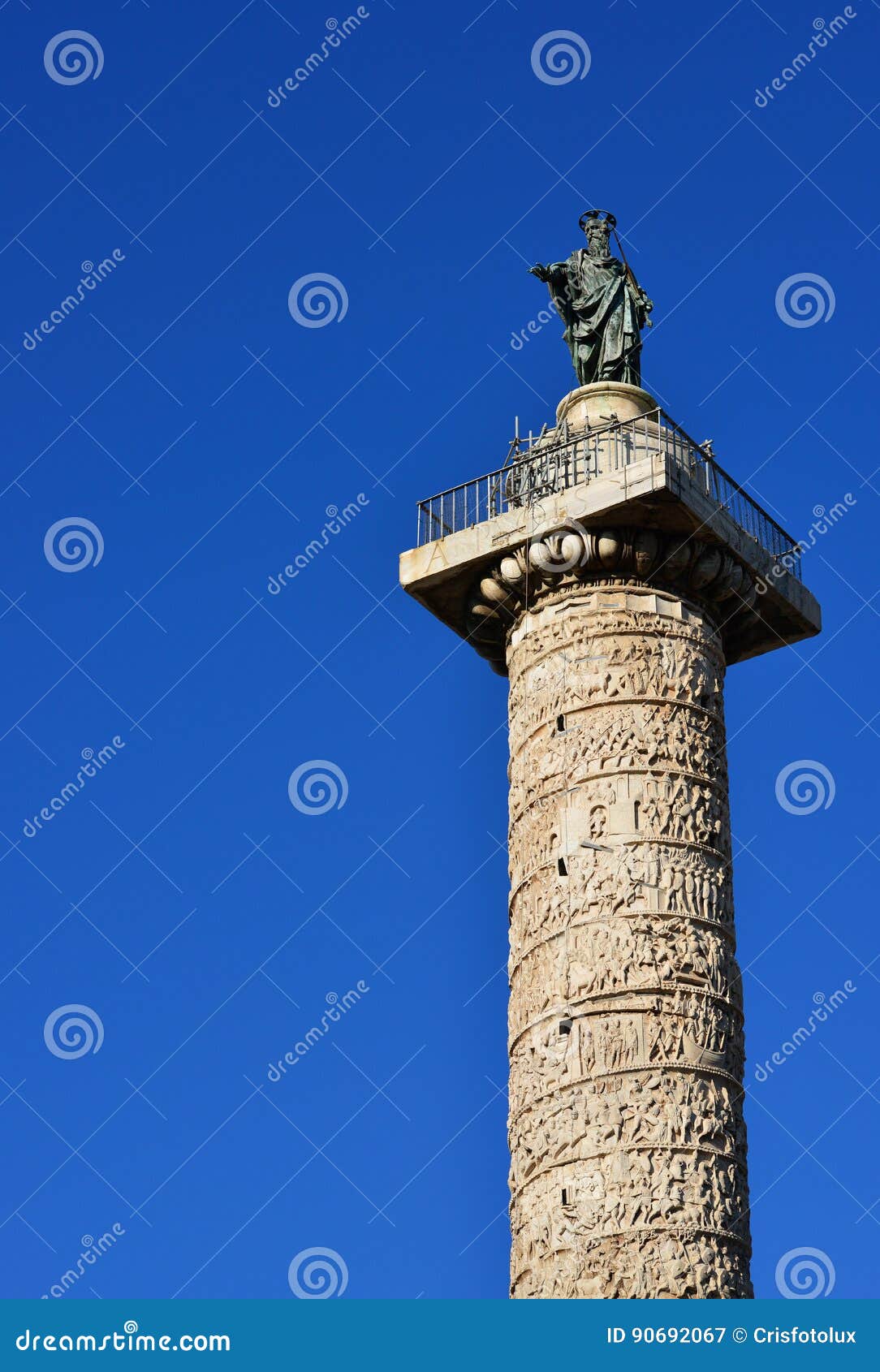 Column of Marcus Aurelius and Saint Paul Stock Image - Image of statue ...