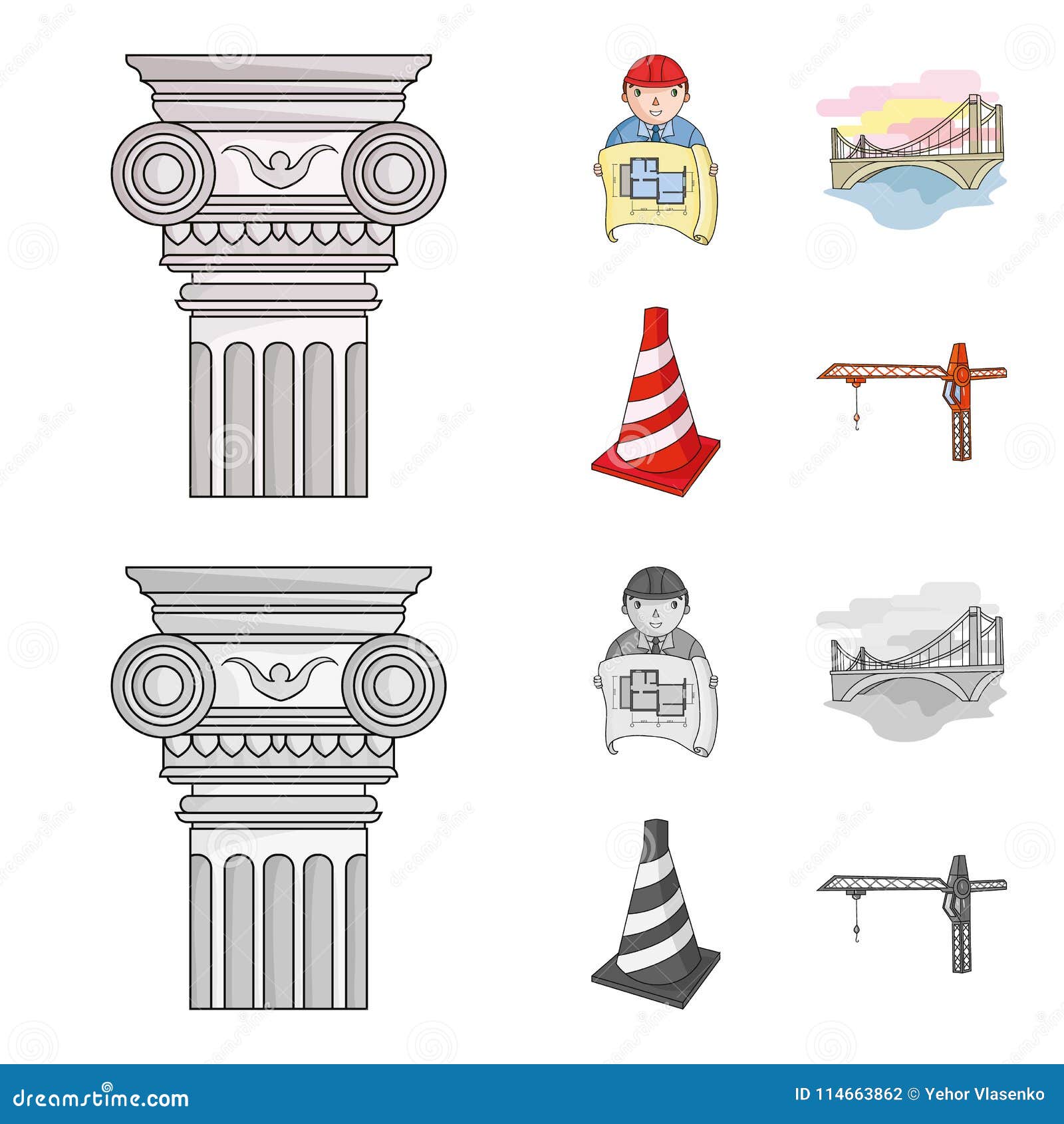 Column, Master with Drawing, Bridge, Index Cone. Architecture Set ...