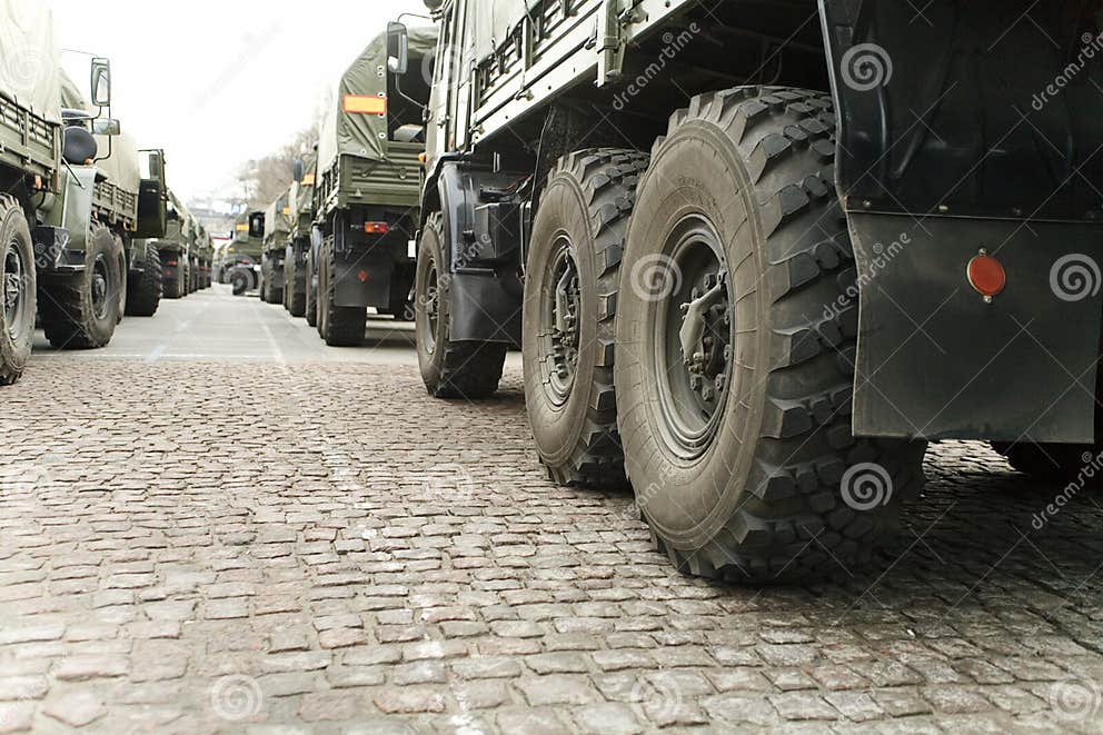 Column of a military lorry stock photo. Image of blocks - 2361056