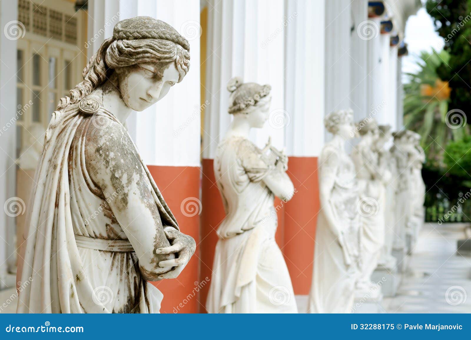 Column of Muses in Achillion Palace Stock Image - Image of statue ...