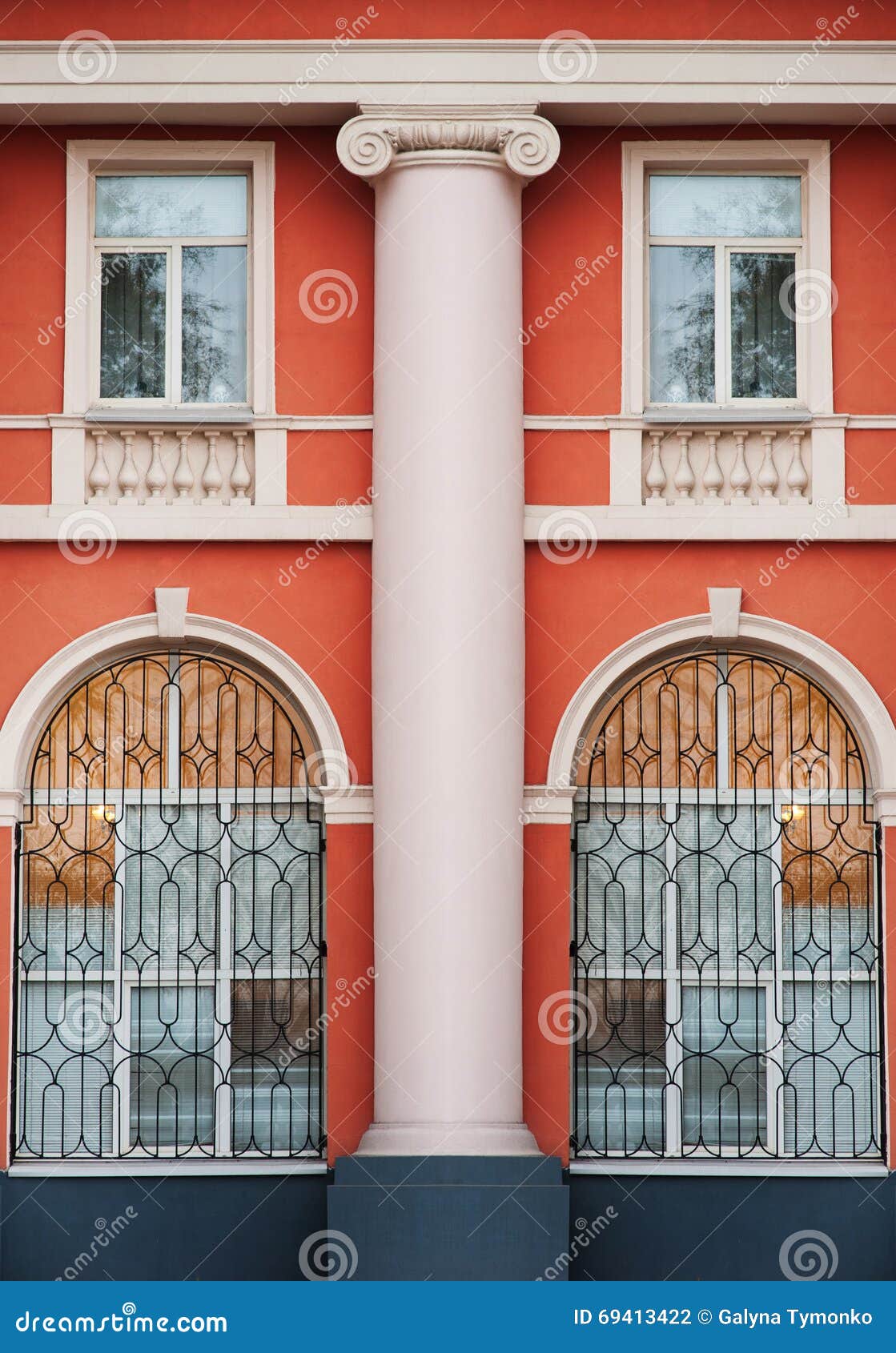 Column in the Old Architectural Building with Windows Stock Photo ...