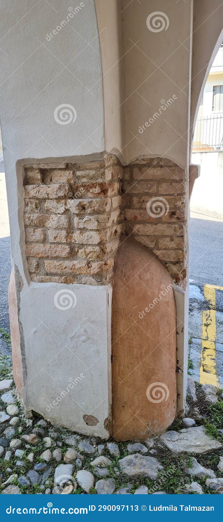 Column of an Old Wall Repaired by Keeping the Authenticity. Wall of a ...