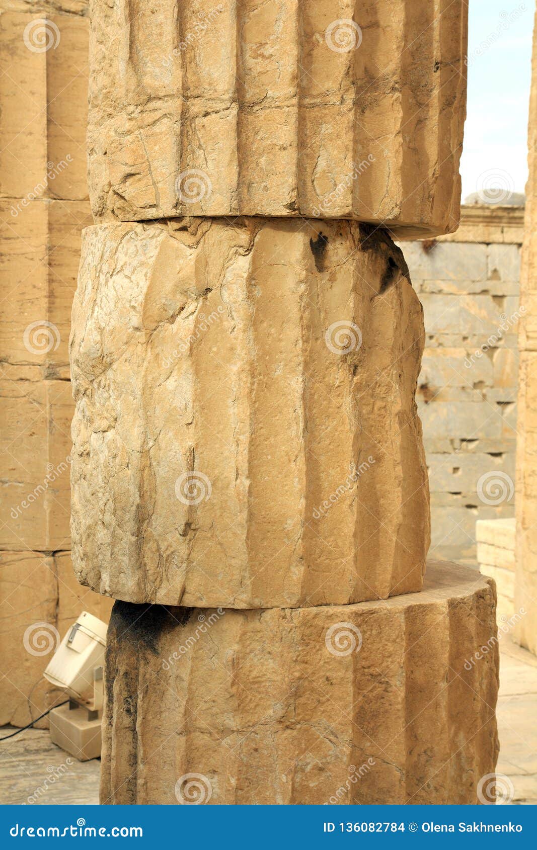 Column in the Parthenon on the Acropolis in Athens Stock Photo - Image ...
