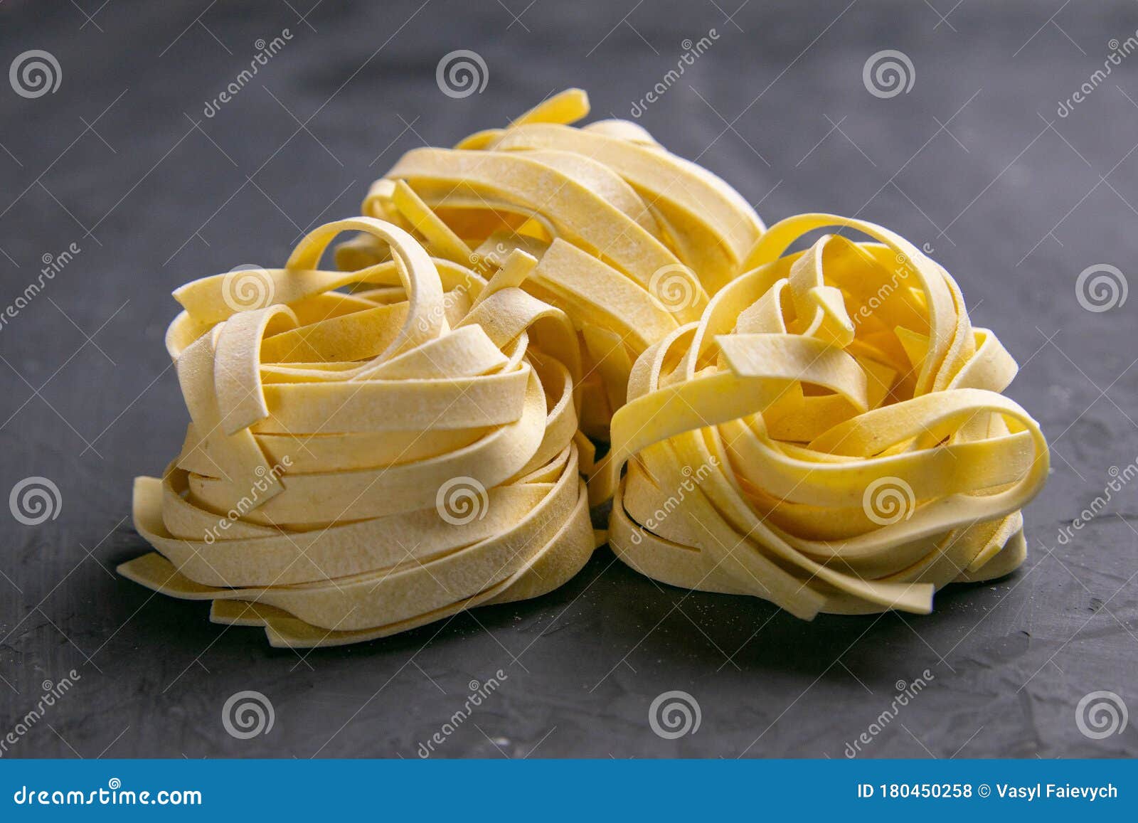 Column Raw Dry Nest Pasta with Reflection Isolated on Black Stock Photo ...
