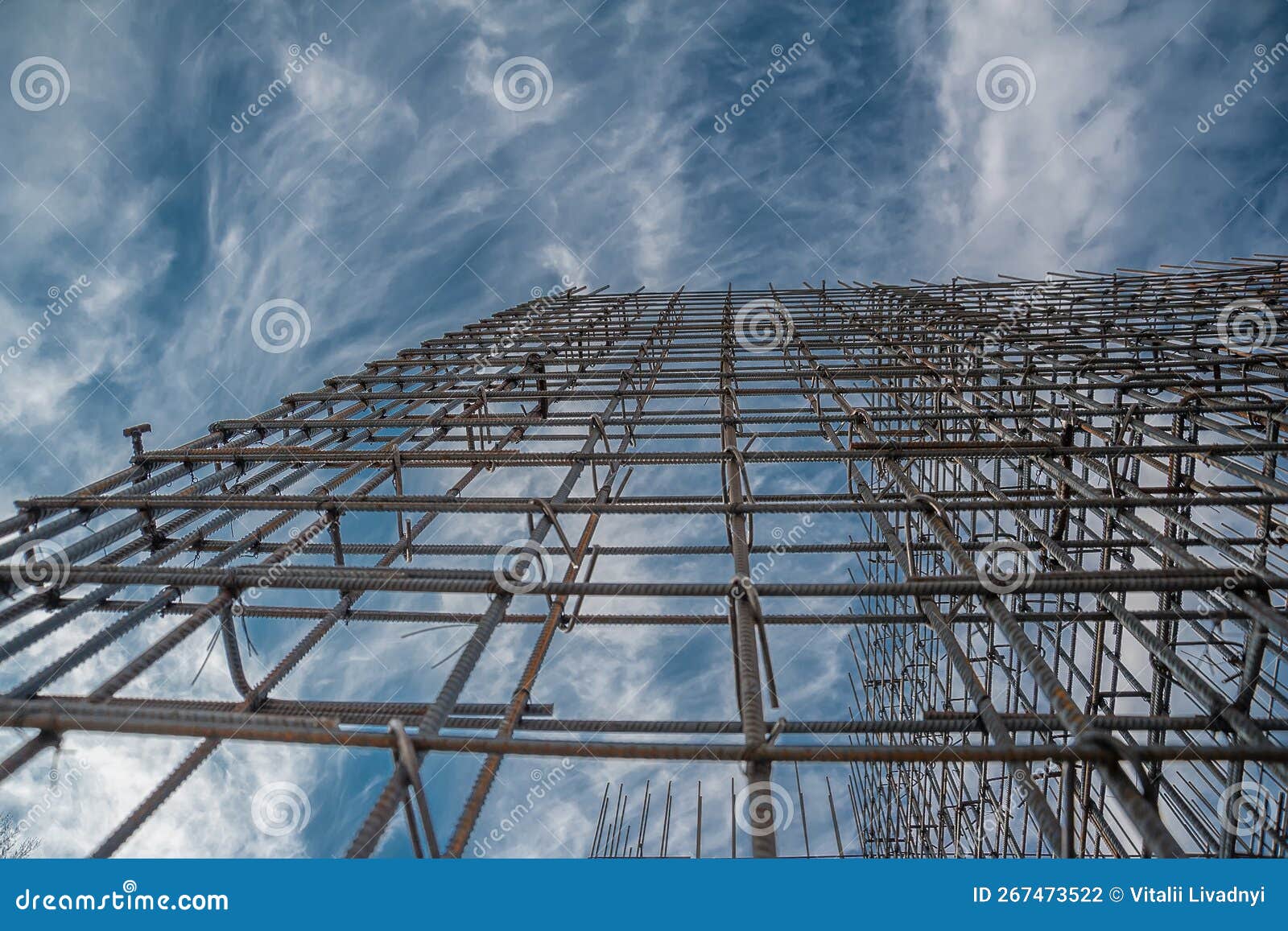 Column reinforcement cage stock photo. Image of bracket - 267473522