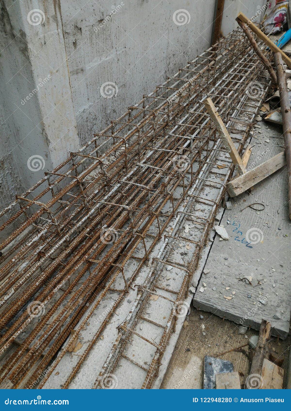 Column Reinforcing Steel in Reinforce Concrete Structure. Stock Photo ...