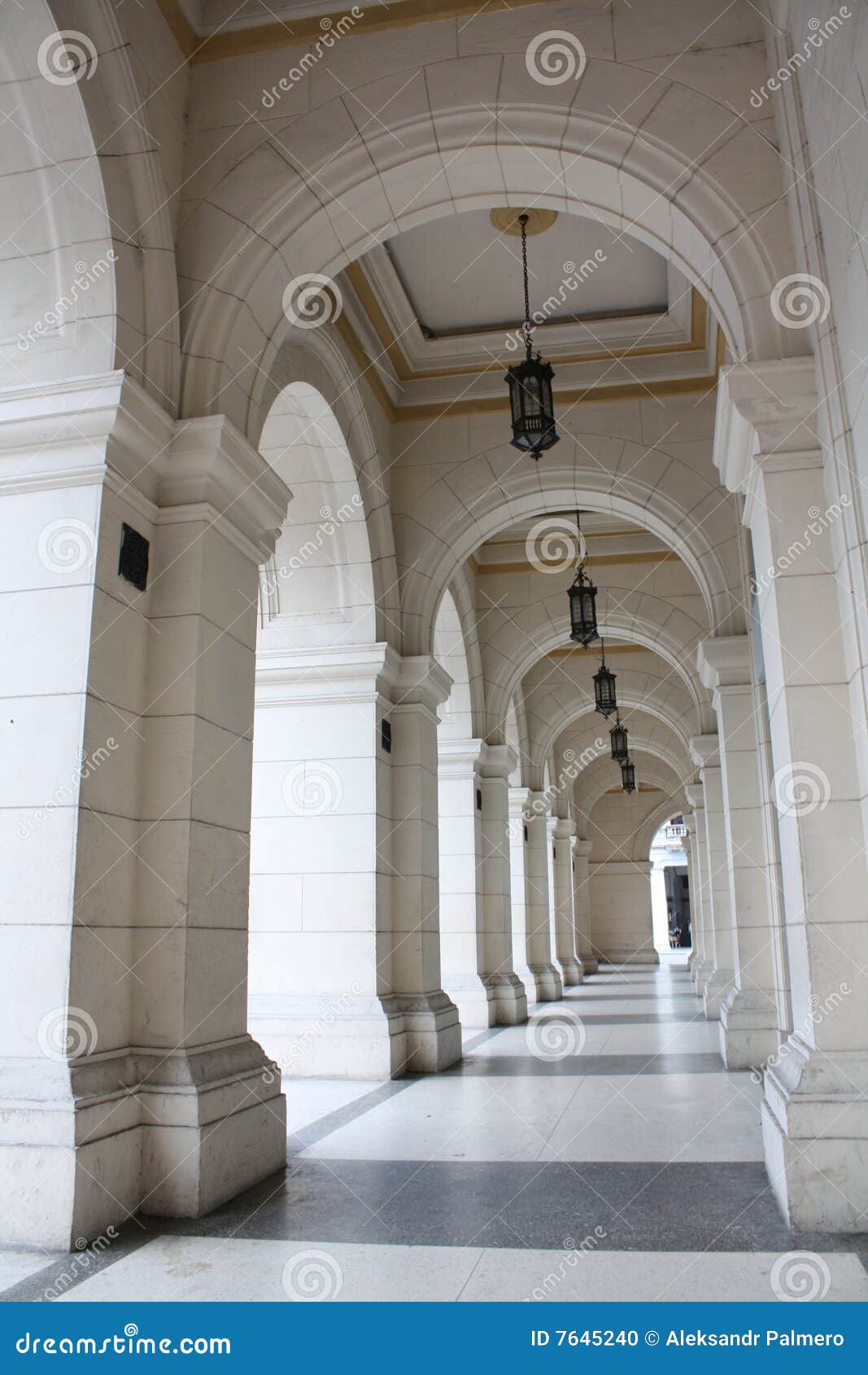 Column Sequence in a Big Building Stock Photo - Image of caribbean ...