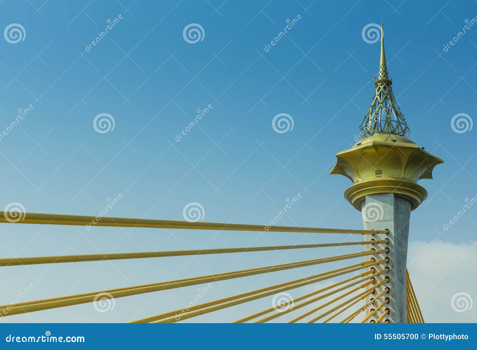 Column of Sling Bridge Nonthaburi Stock Photo - Image of road, river ...
