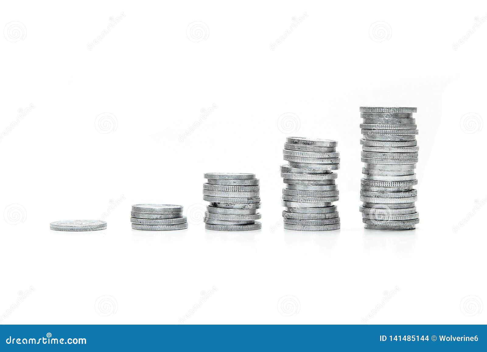 A Column of Small Coins Sorted from the Lowest To the Highest One Stock ...