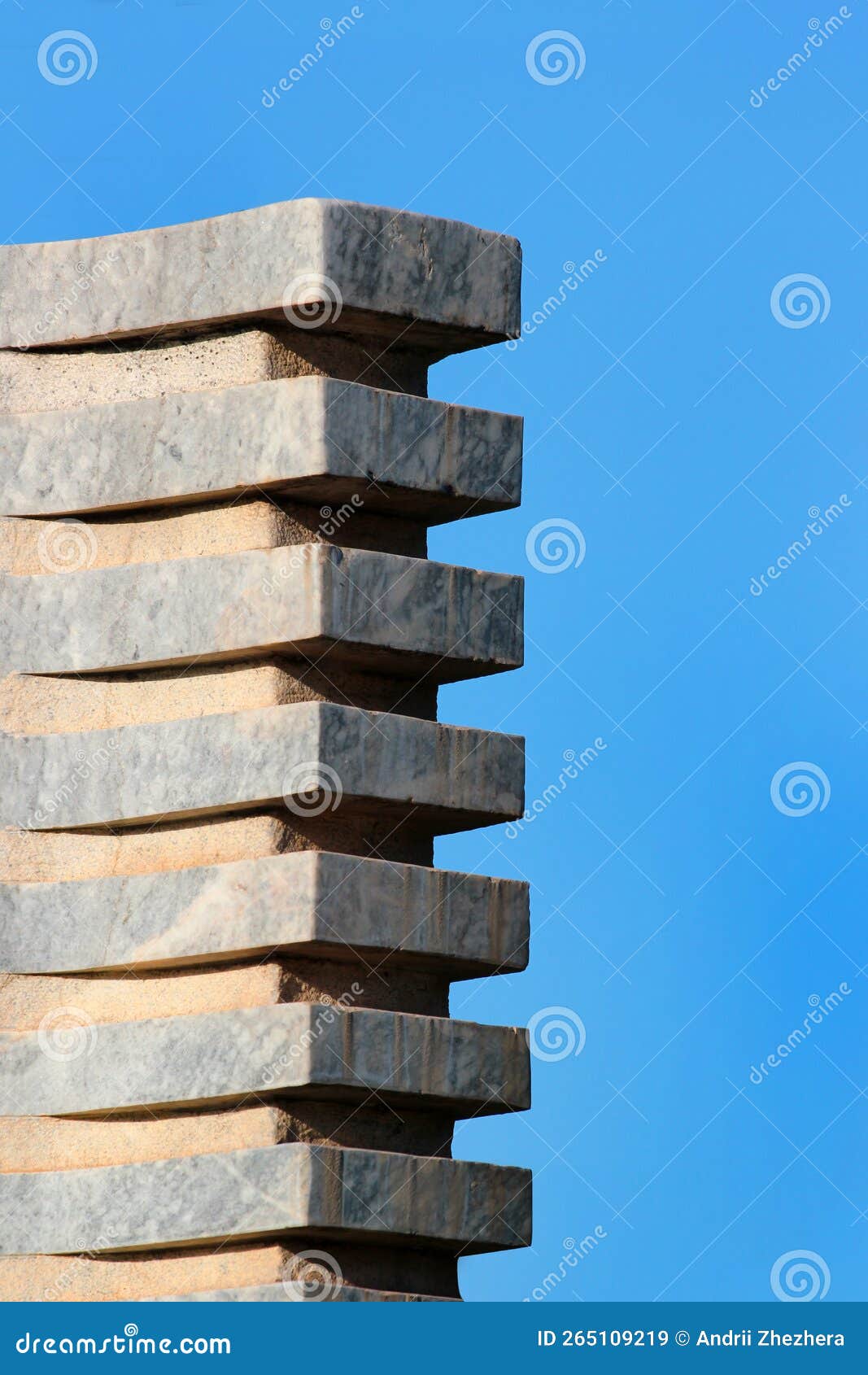 Column or Stack of Stone Blocks Against Blue Sky Stock Image - Image of ...