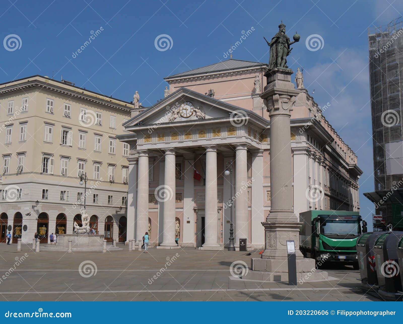 Column with the Statue of Emperor Leopold in Trieste Editorial Photo ...
