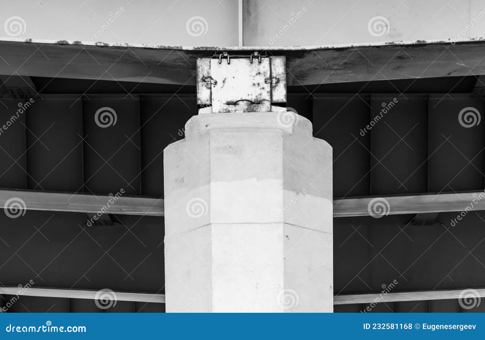 Column of a Steel Bridge, Bottom View Stock Photo - Image of ...