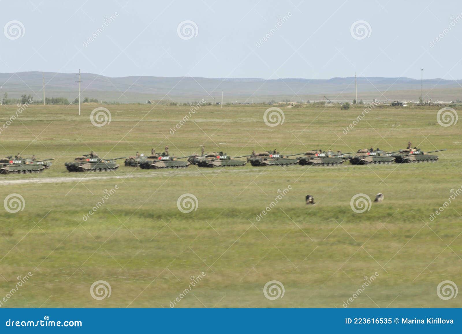 Column of tanks stock image. Image of ride, tank, technical - 223616535