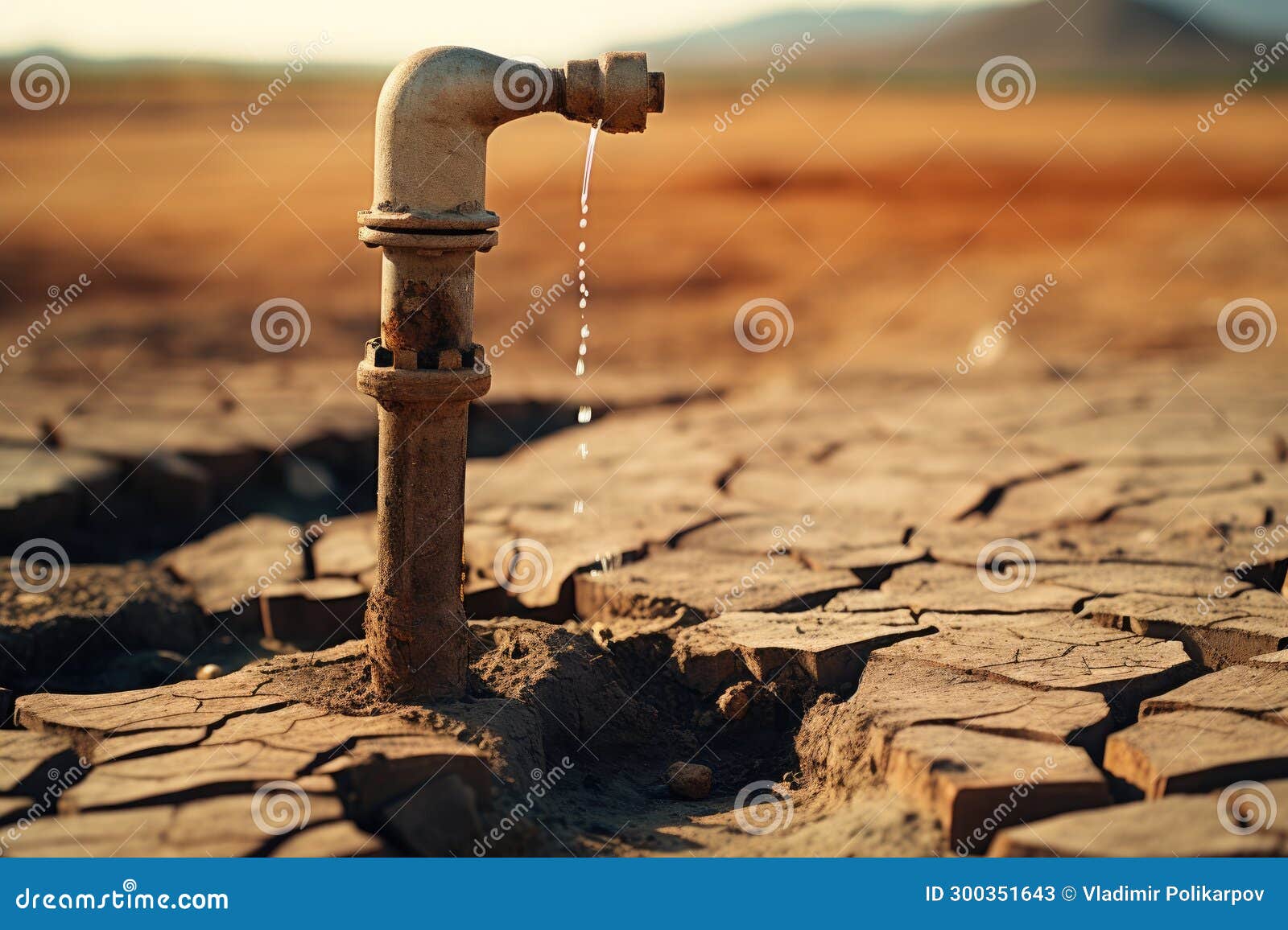 Column with a Thin Trickle of Water in the Desert Stock Image - Image ...