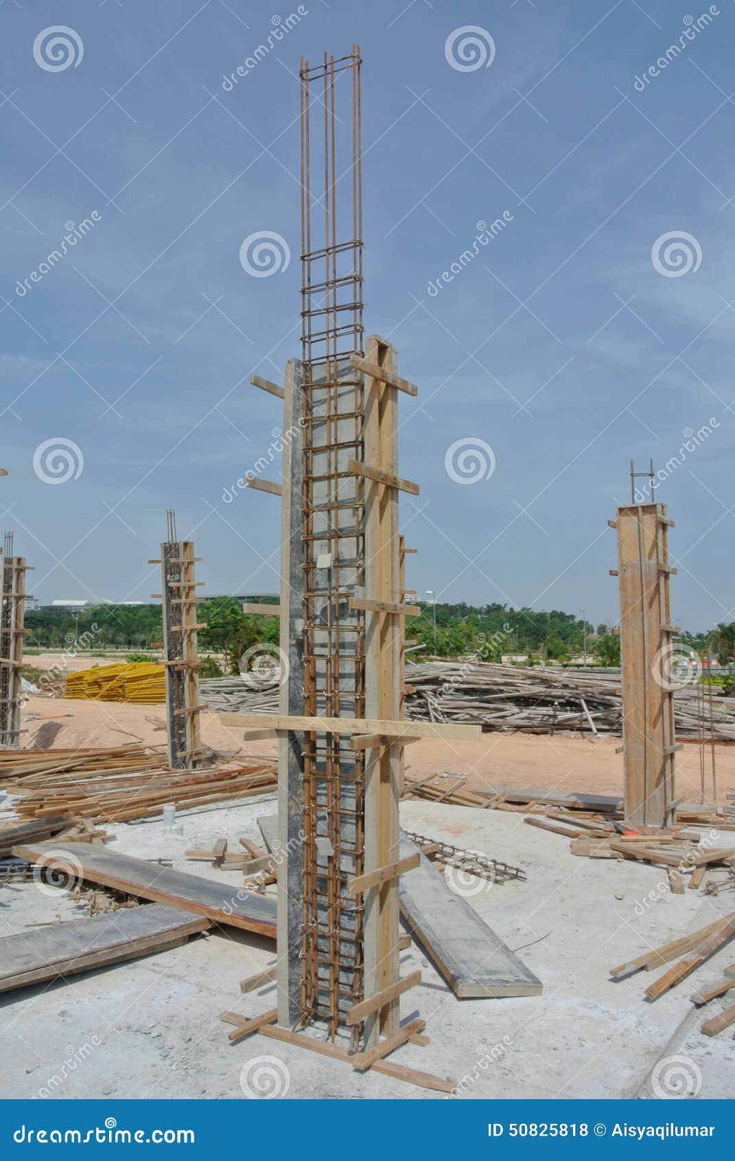 Timber Formwork Is Prepared For Pouring Concrete. The Metal Fittings ...