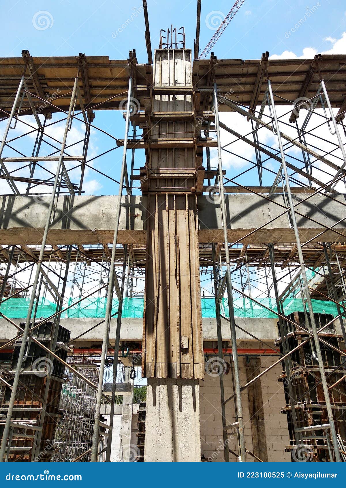 Column Timber Formwork and Reinforcement Bar at the Construction Site ...