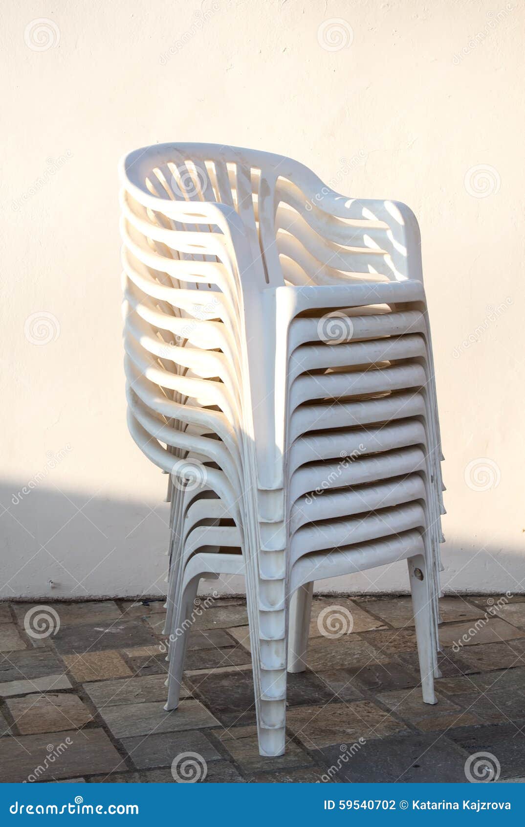 Column of White Chairs stock photo. Image of column, vacations - 59540702